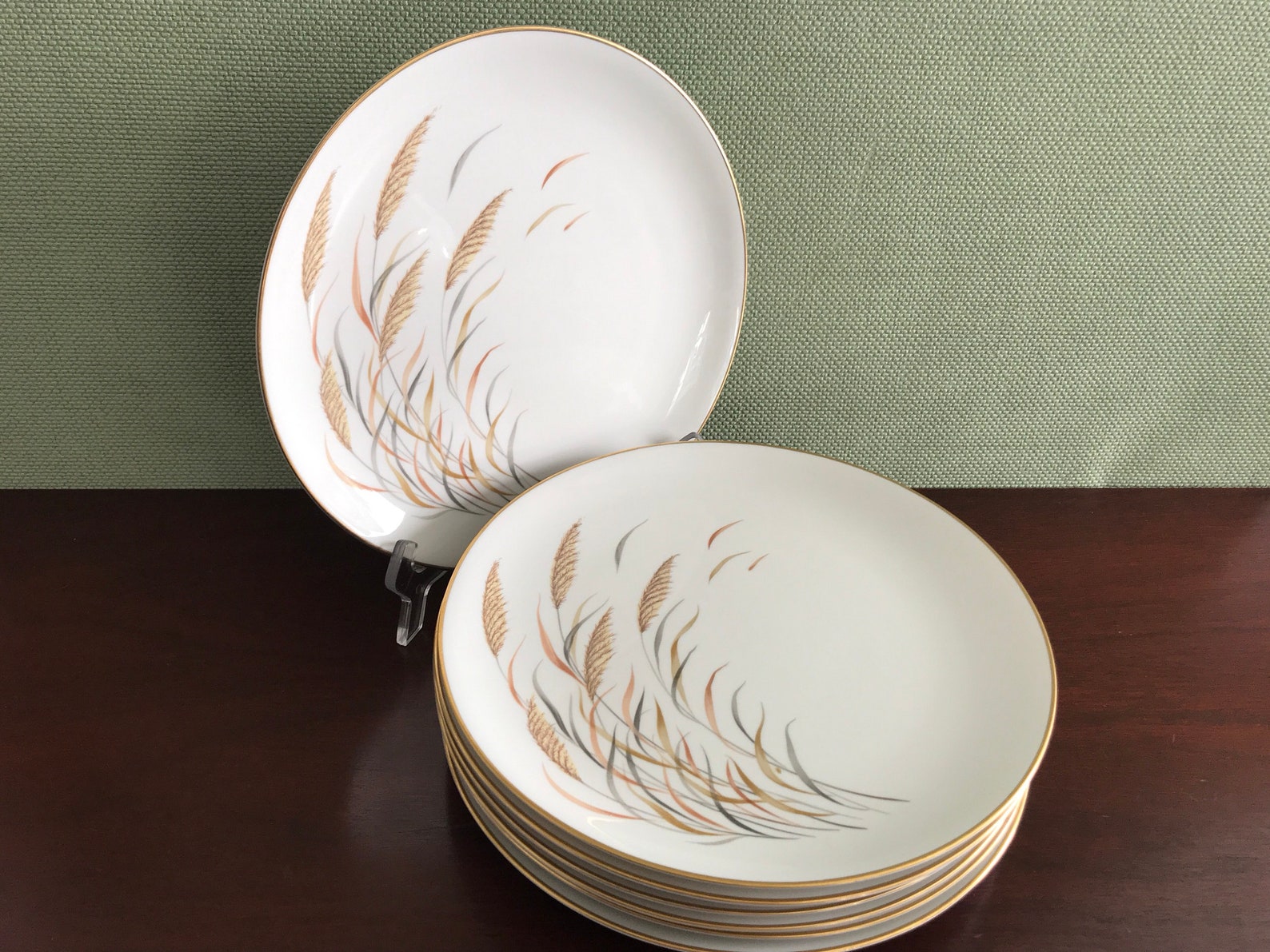 Vintage Wheat Pattern China Plates Royal Jackson Angelus - Etsy