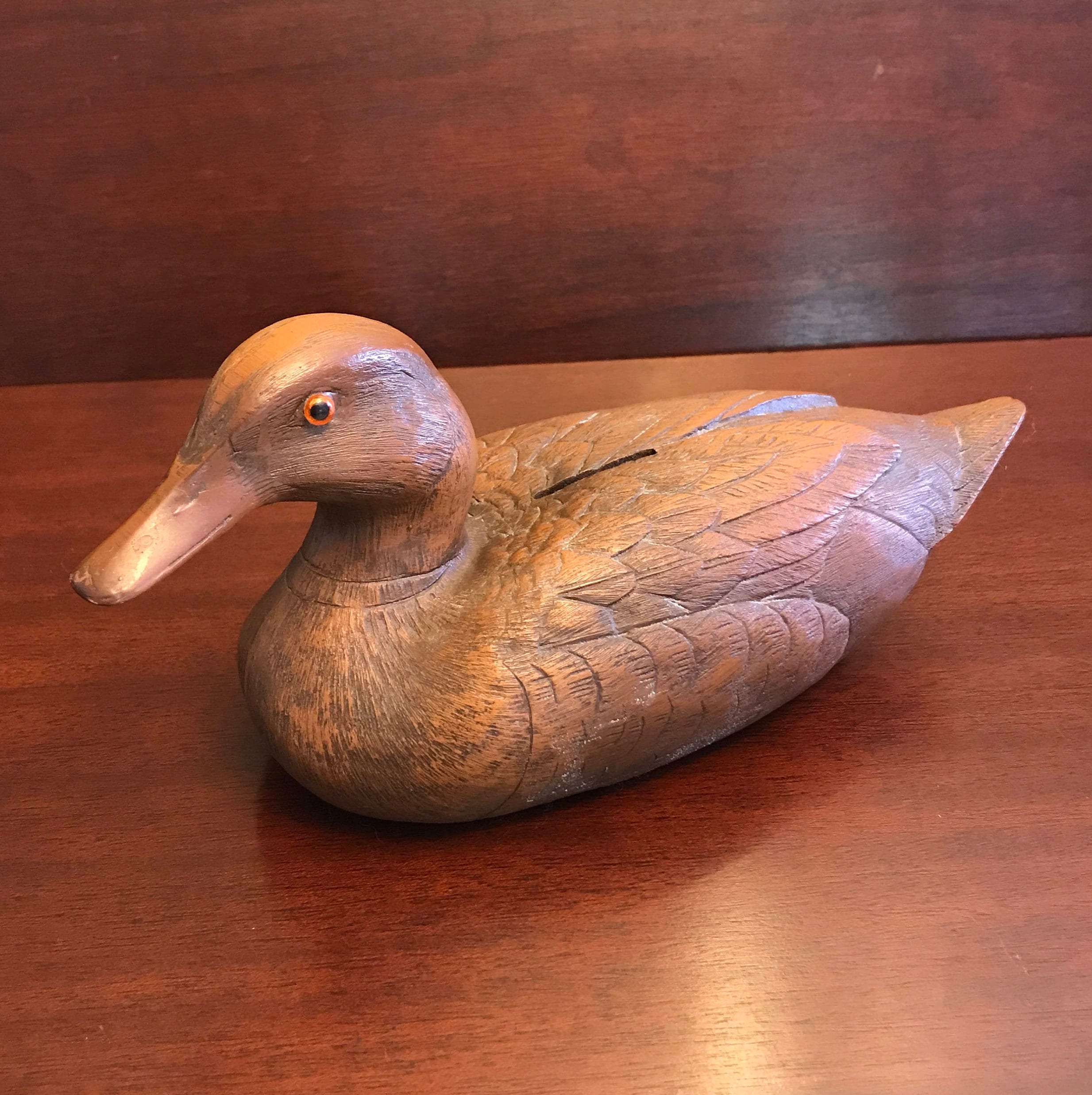 Vintage Duck Coin Bank, Vintage Duck Decoy Coin Bank, Duck Decoy with ...
