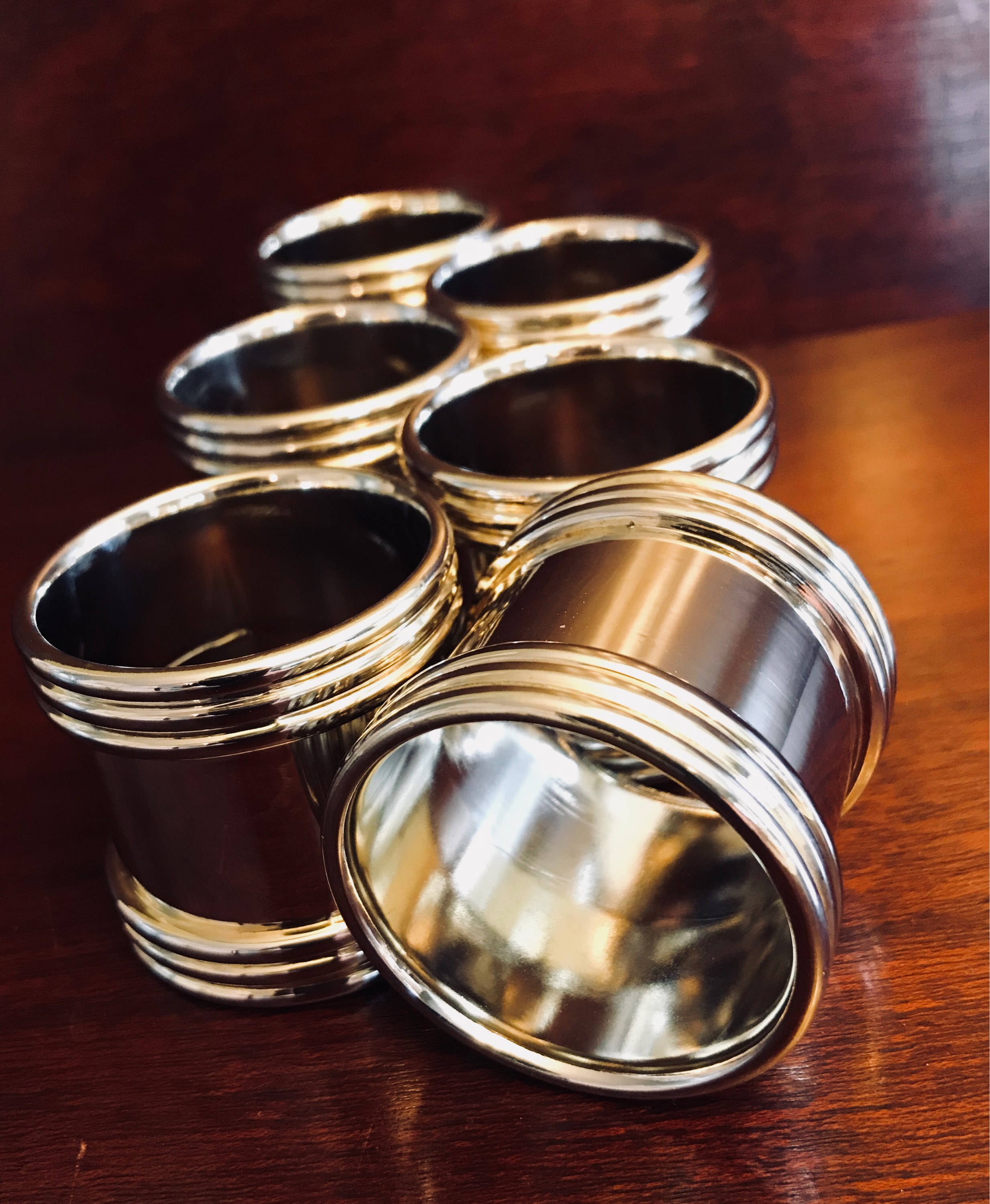 Vintage Silver Napkin Rings, Italian Napkin rings 6 piece set, Extra ...
