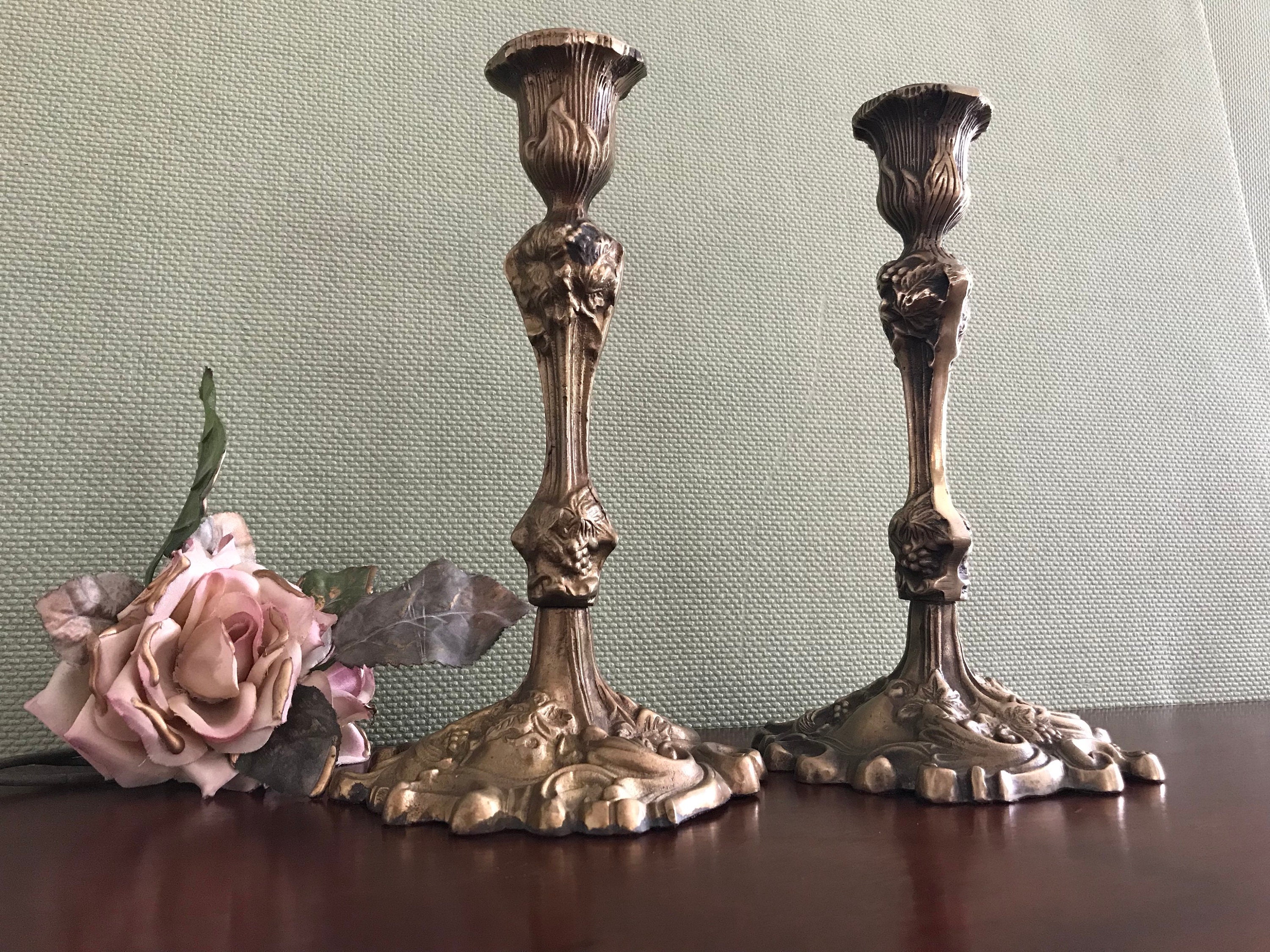 Ornate Brass Candlesticks, Hollywood Regency candlestick holders ...