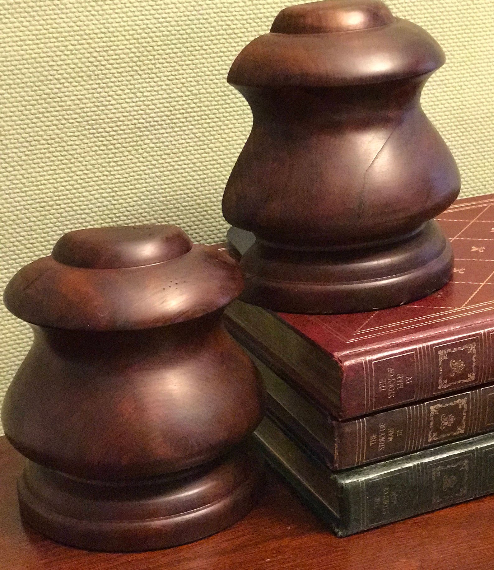 Vintage Wood Bookends Finial Bookends Dark Wood Bookends | Etsy