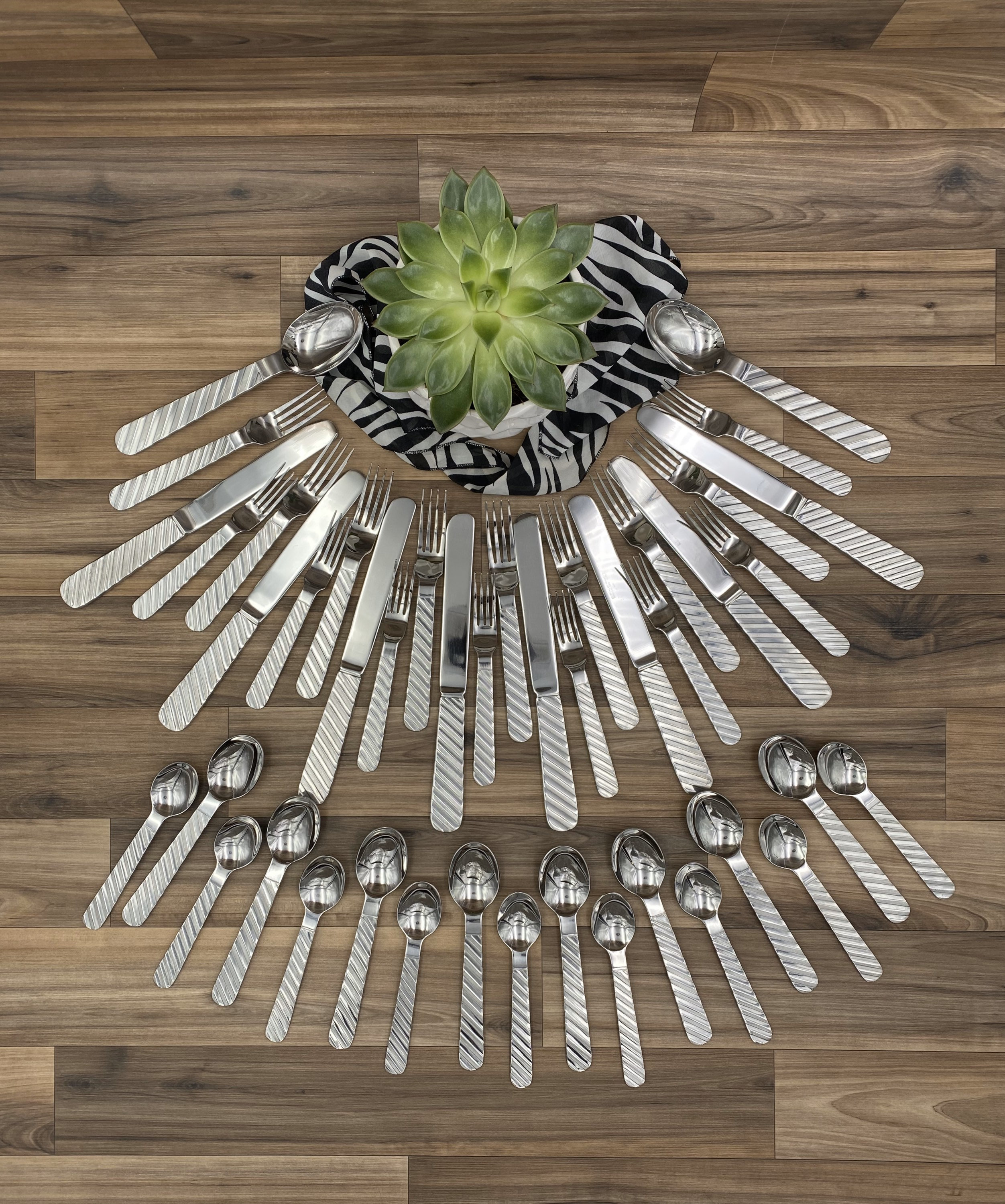 MCM Flatware Set, Striped ZEBRA Silverware Set Vintage Crown Stanley ...