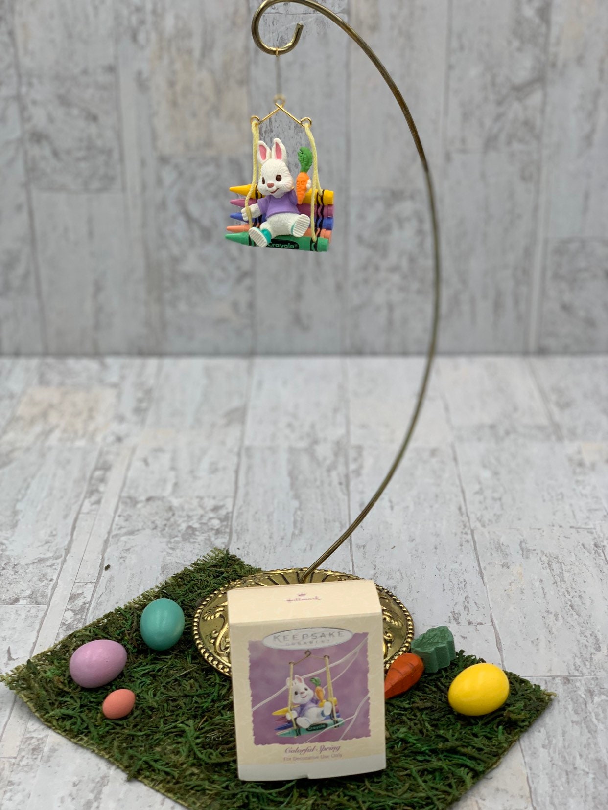 Vintage Colorful Spring Hallmark Easter Ornament, Easter Bunny on ...