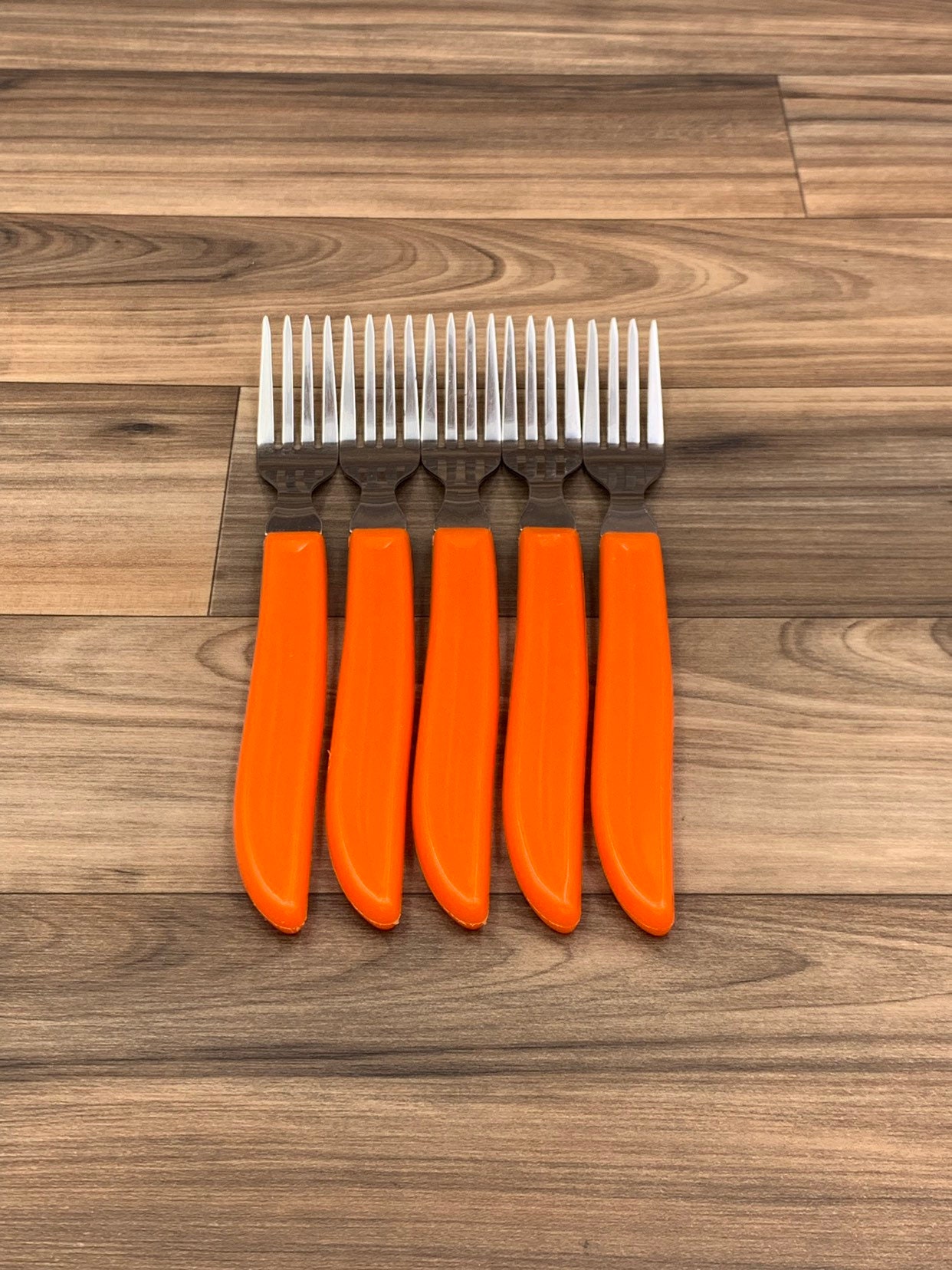 Vintage Flatware set Stainless by Quikut, With Vibrant Orange colored ...