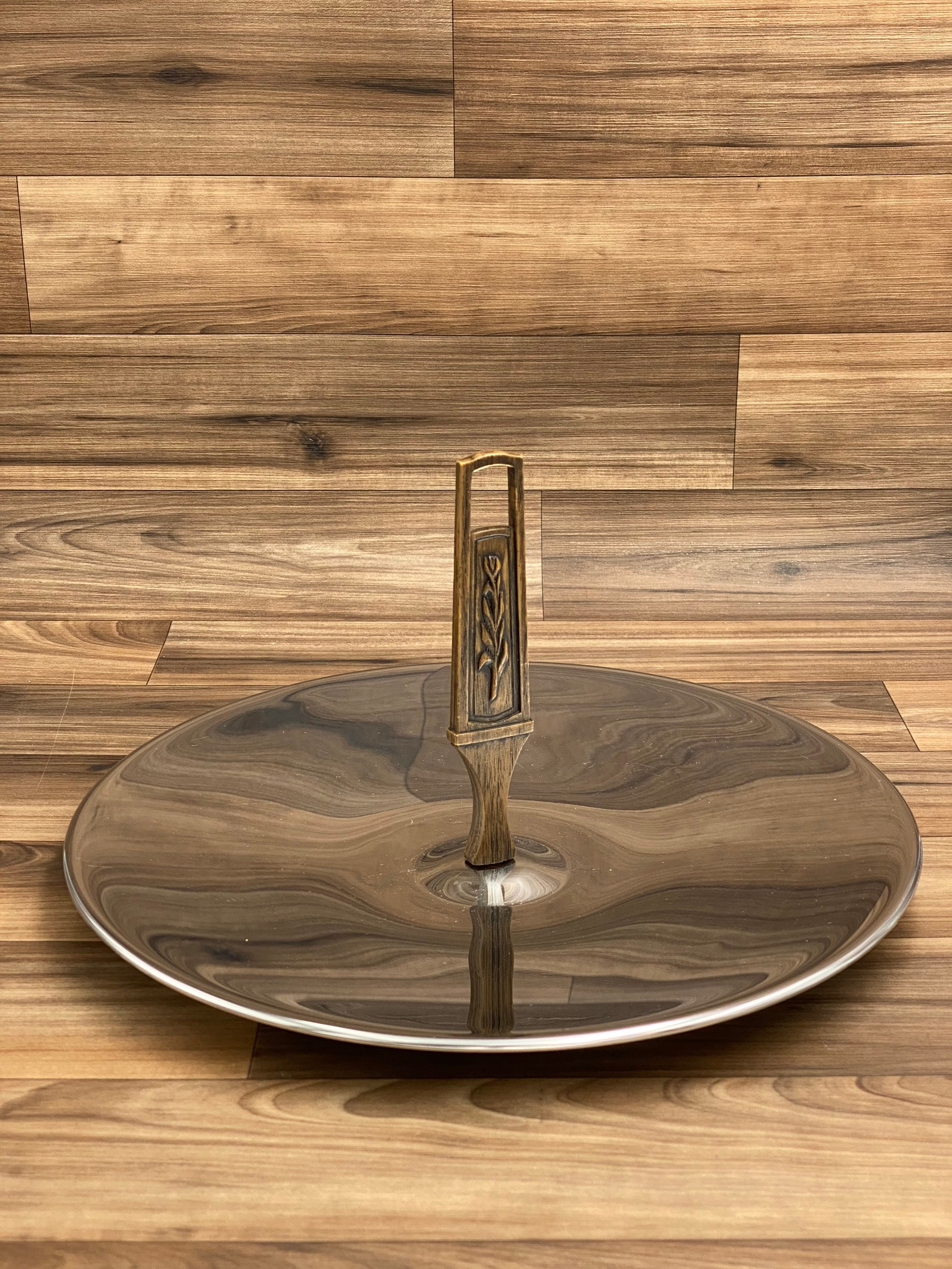 Vintage Kromex Serving Tray, Mid Century Chrome Tray, large Wood ...