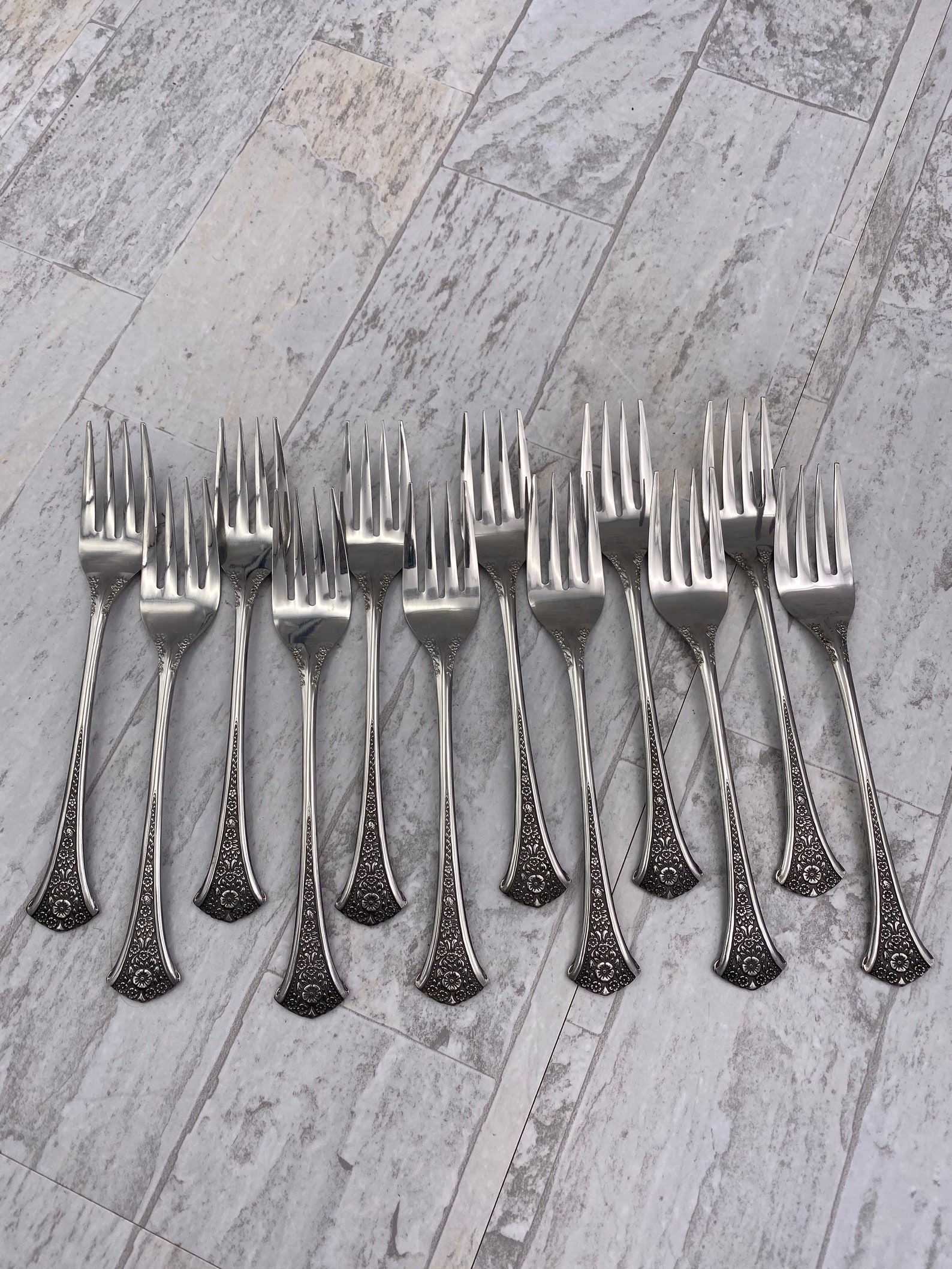 Vintage Stainless Flatware Set Large Service for 12 Floral - Etsy