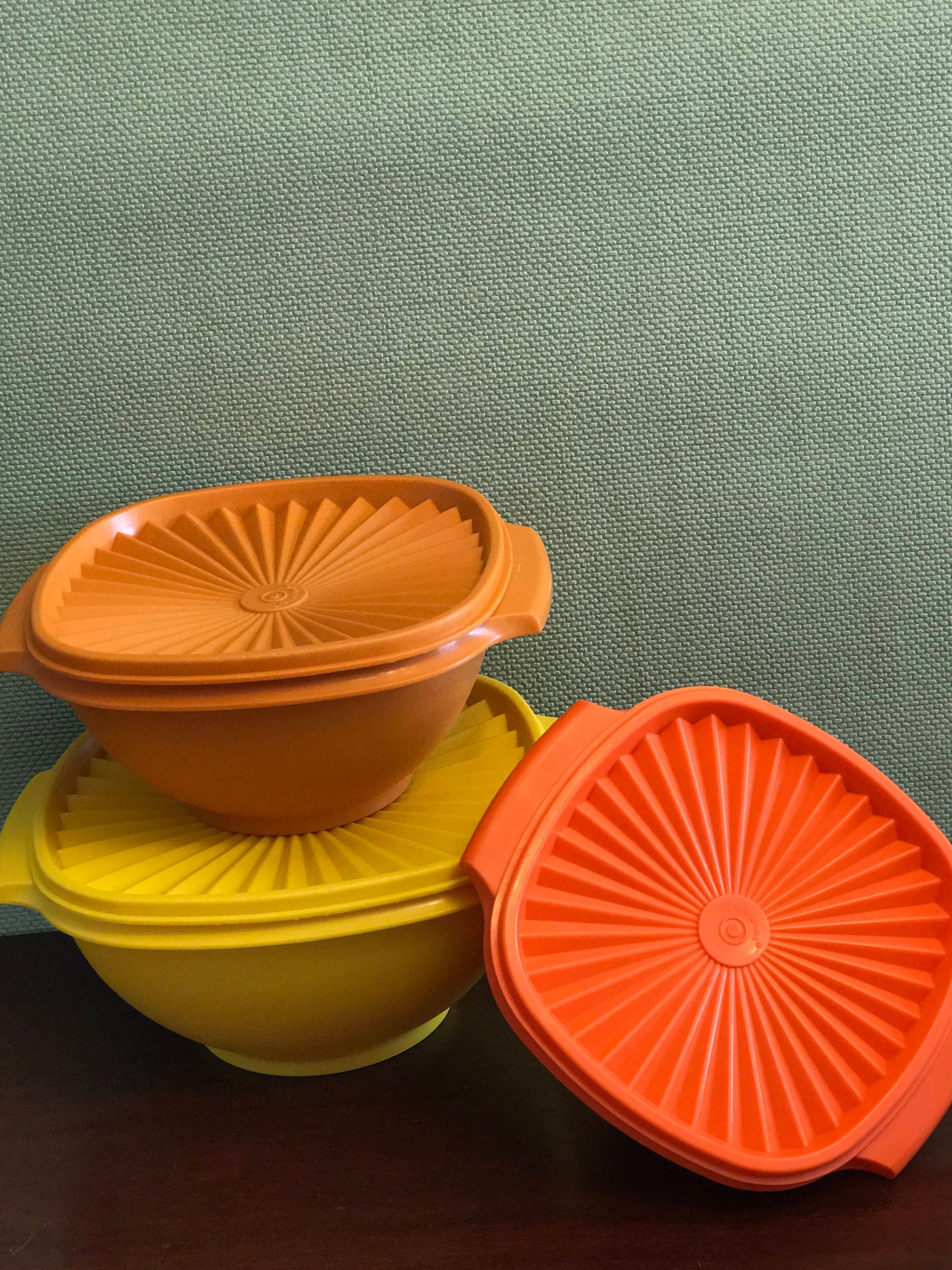 Vintage Tupperware Harvest Servalier Containers, Orange and Yellow ... Vintage Tupperware Harvest Servalier Containers, Orange and Yellow ...