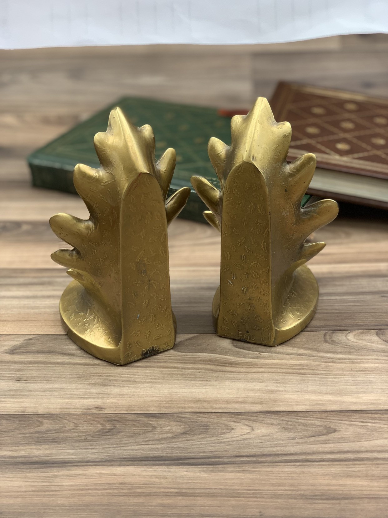 Vintage Oak Leaf Bookends, PM Craftsman Bronze Bookends, Library decor ...