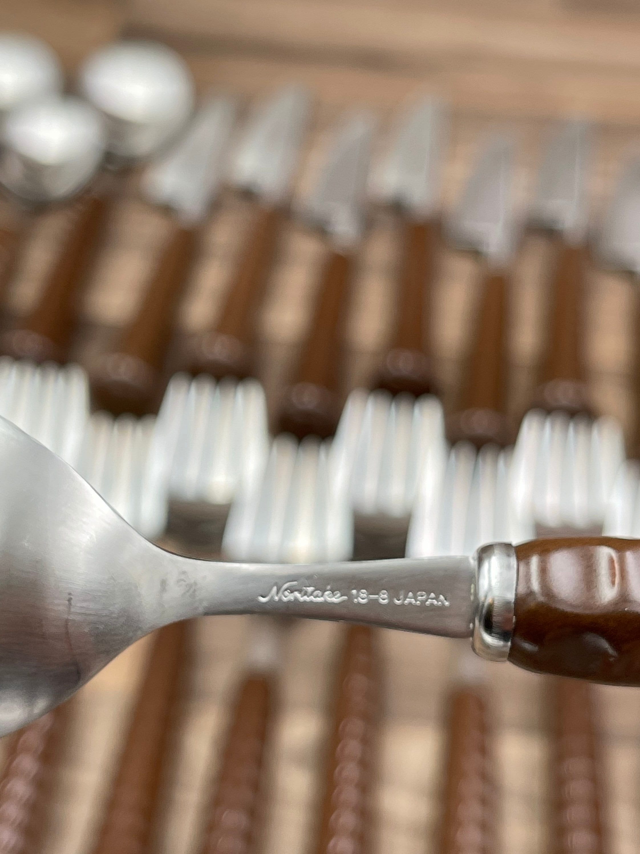 Mid Century Flatware set, RARE Noritake Iron Brown Vintage Silverware set