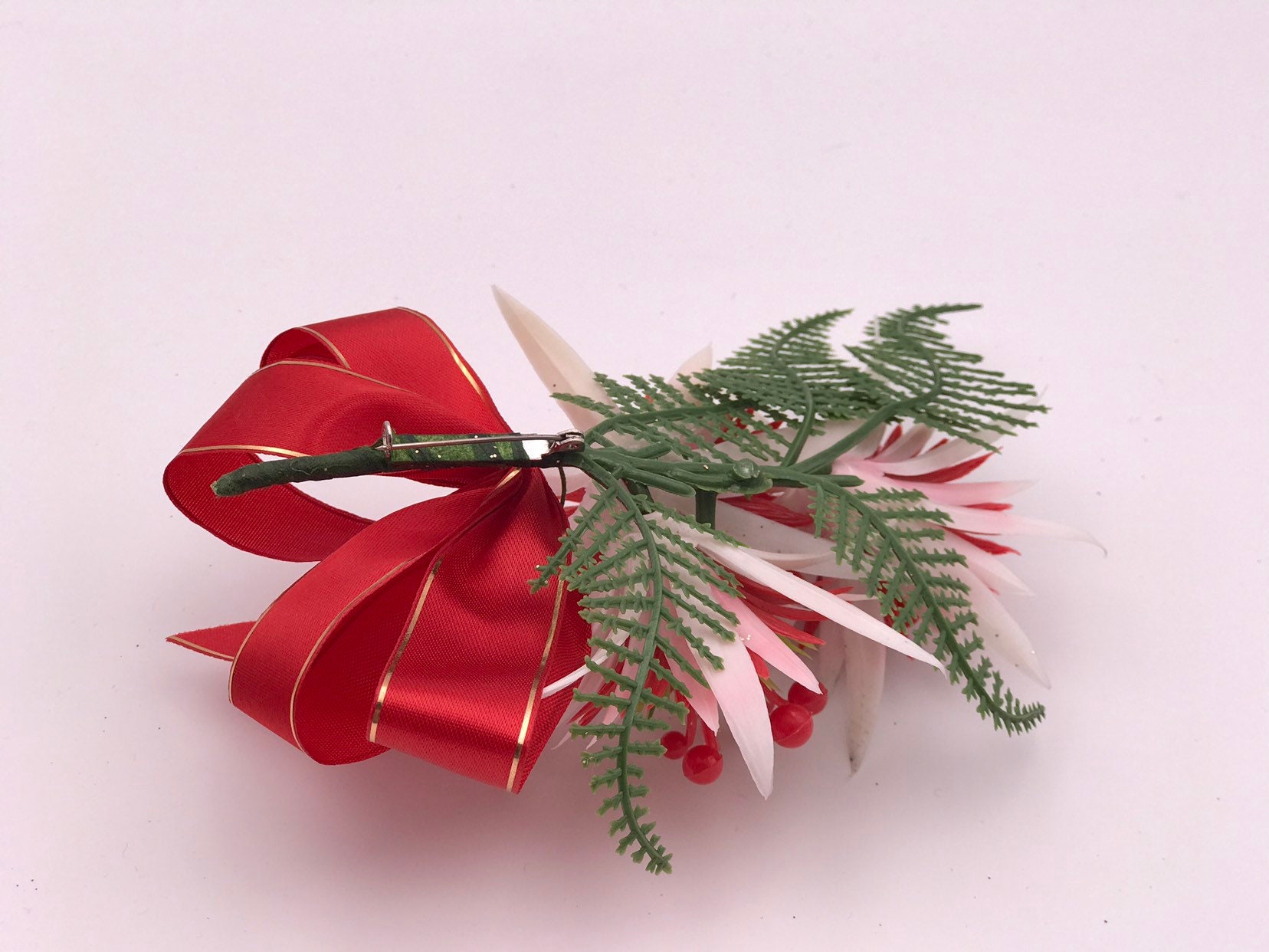Vintage Christmas Corsage Mid Century Plastic Poinsettia pin Holiday ...