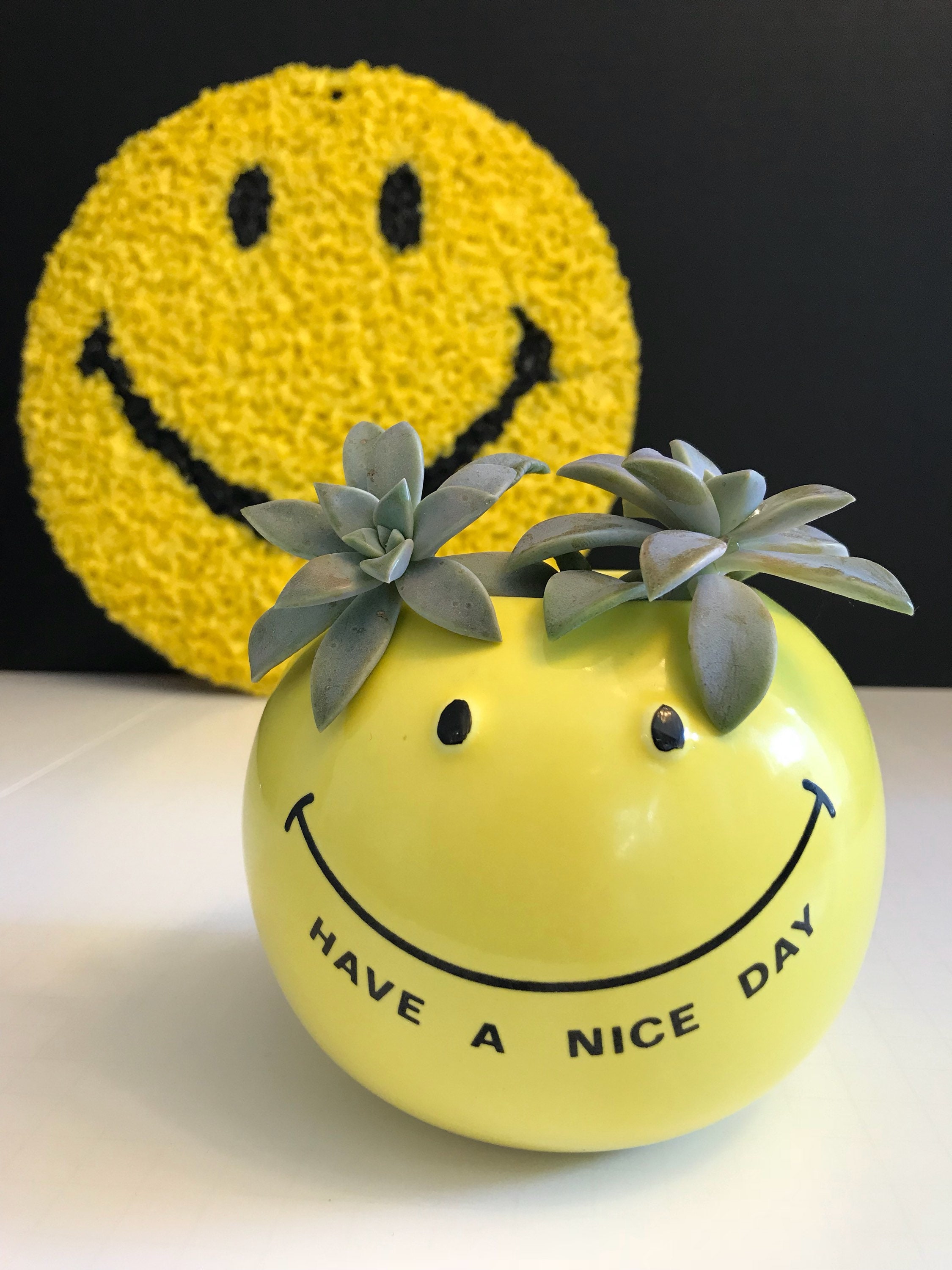 Smiley Face planter, Have a nice Day Vintage pottery Planter, Ceramic ...