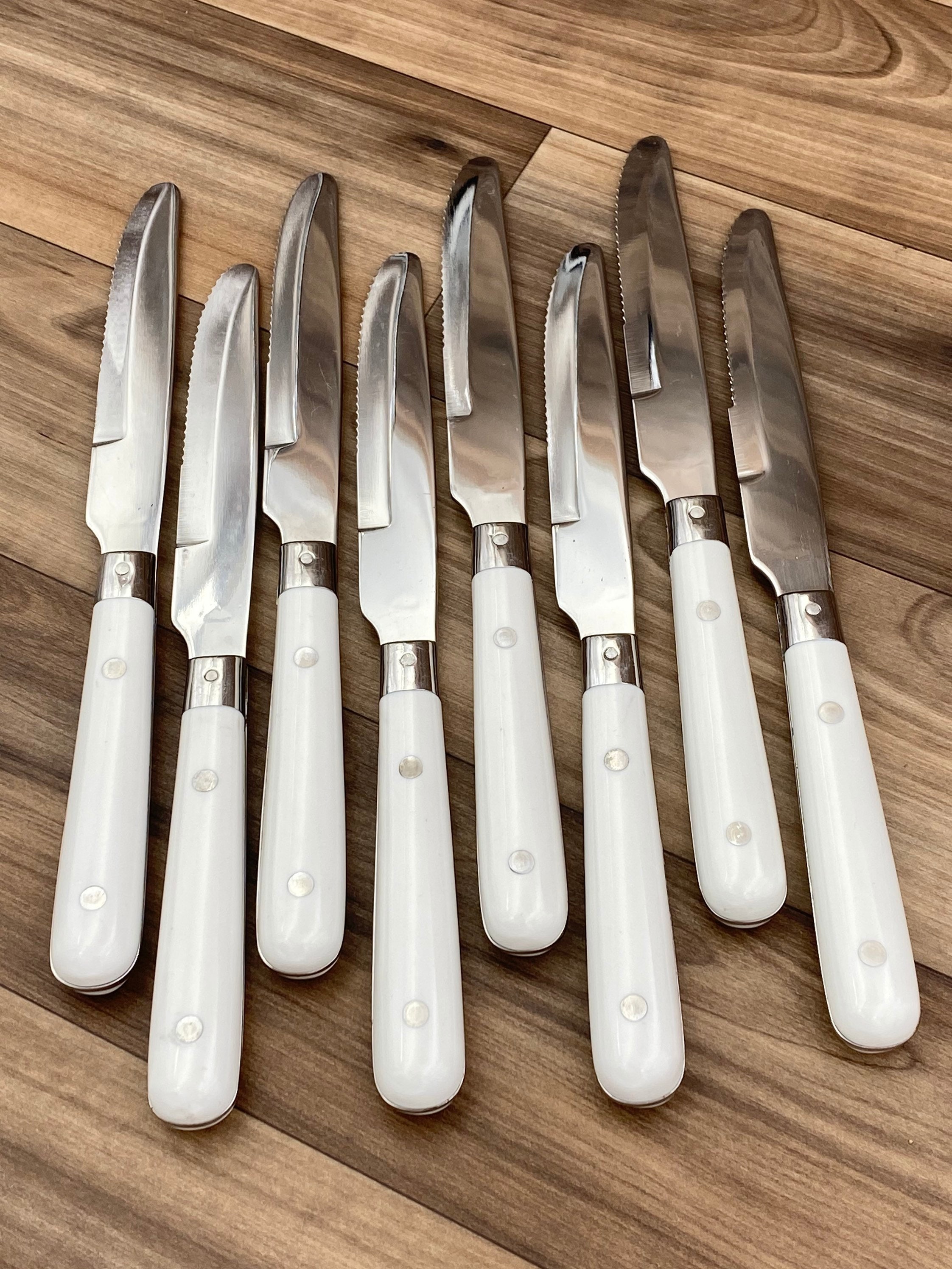 Vintage Flatware set Stainless Steel with White Plastic handles, Paris ...