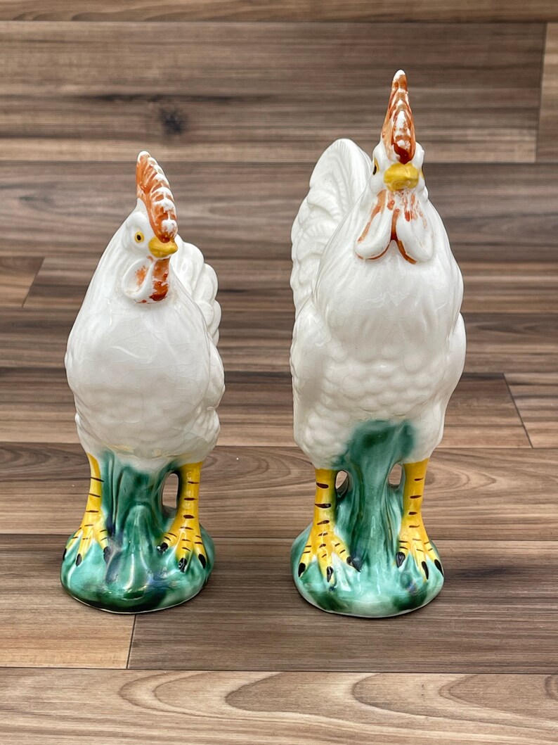 Vintage Lefton Rooster and Hen Chicken Figurines, Rustic Farmhouse Home ...