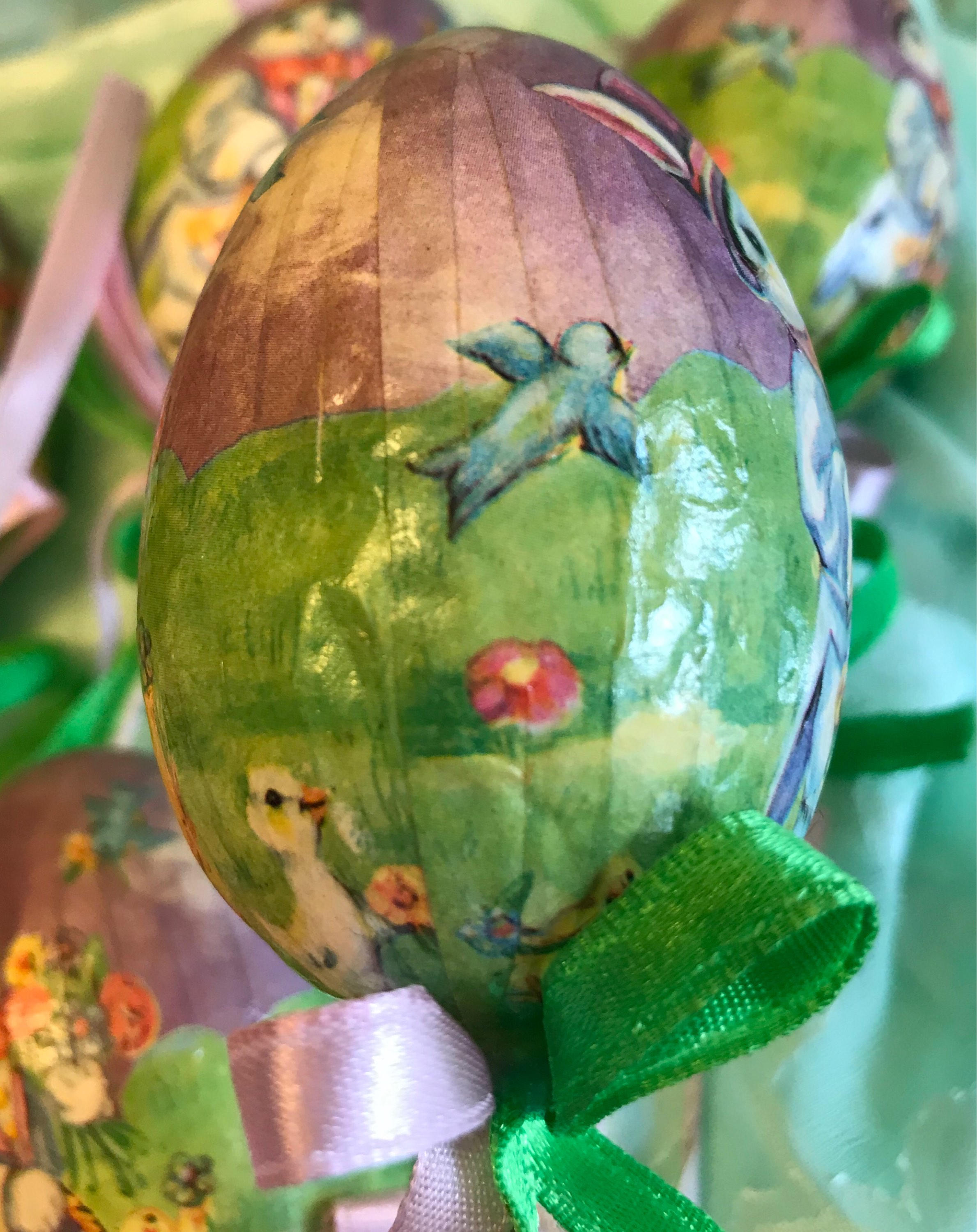 Vintage Easter Egg Ornaments, Paper Mache Egg Picks, Easter Decorations ...