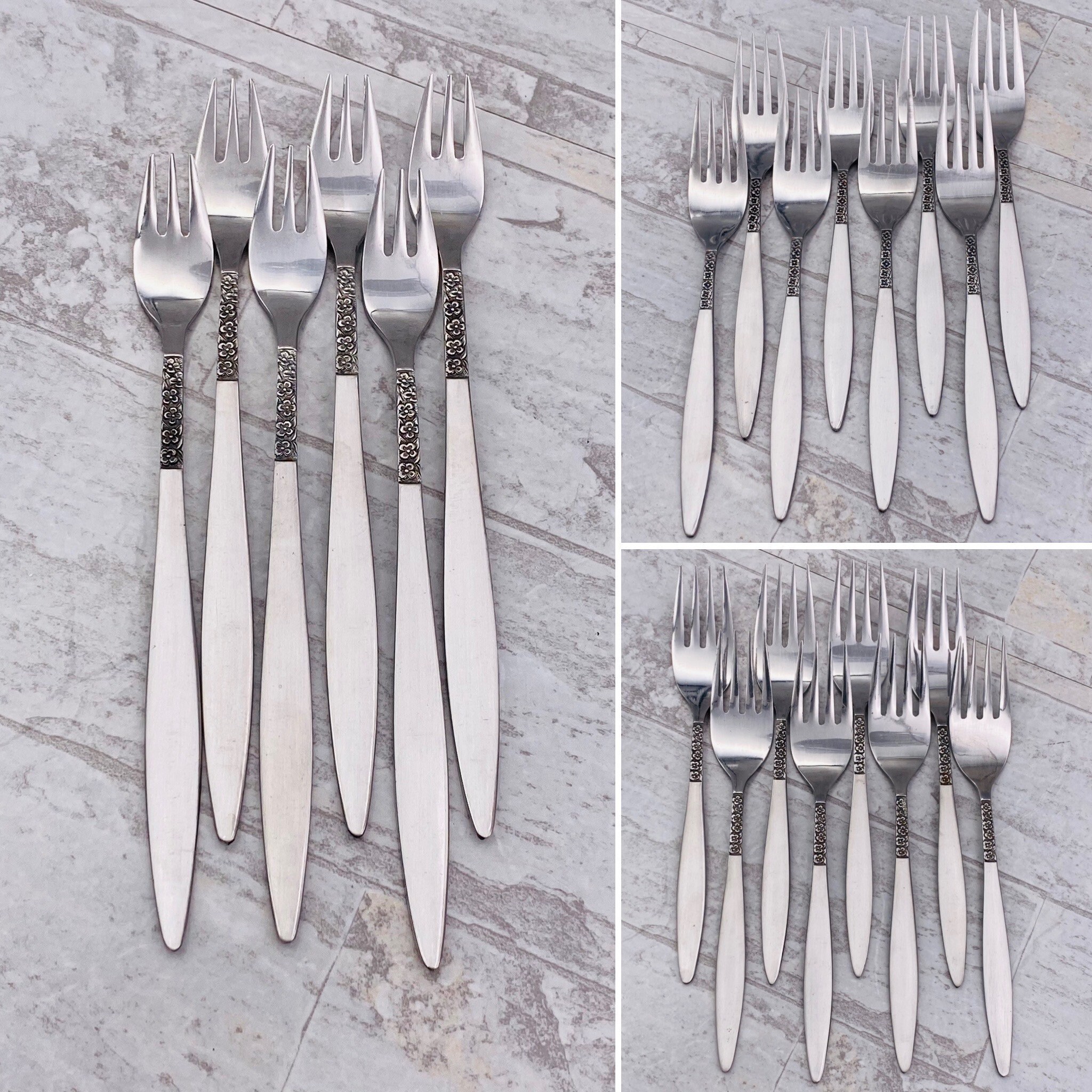 Vintage Stainless Flatware set by Riviera Daisy Floral handle MCM ...