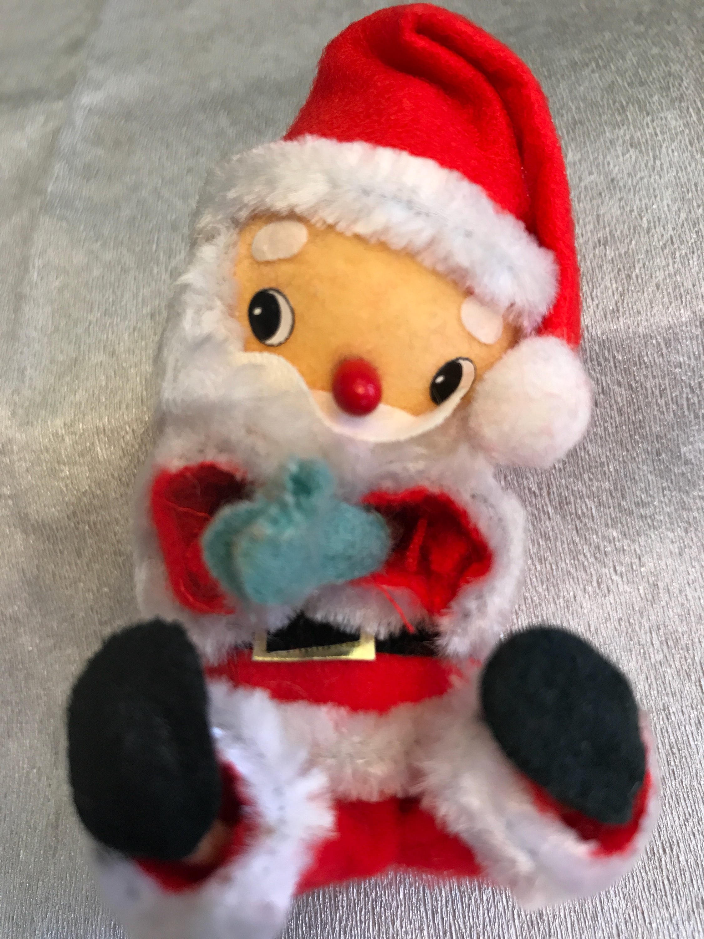 Vintage Santa Hugger ornament, red flocked Santa, Santa clip on ...