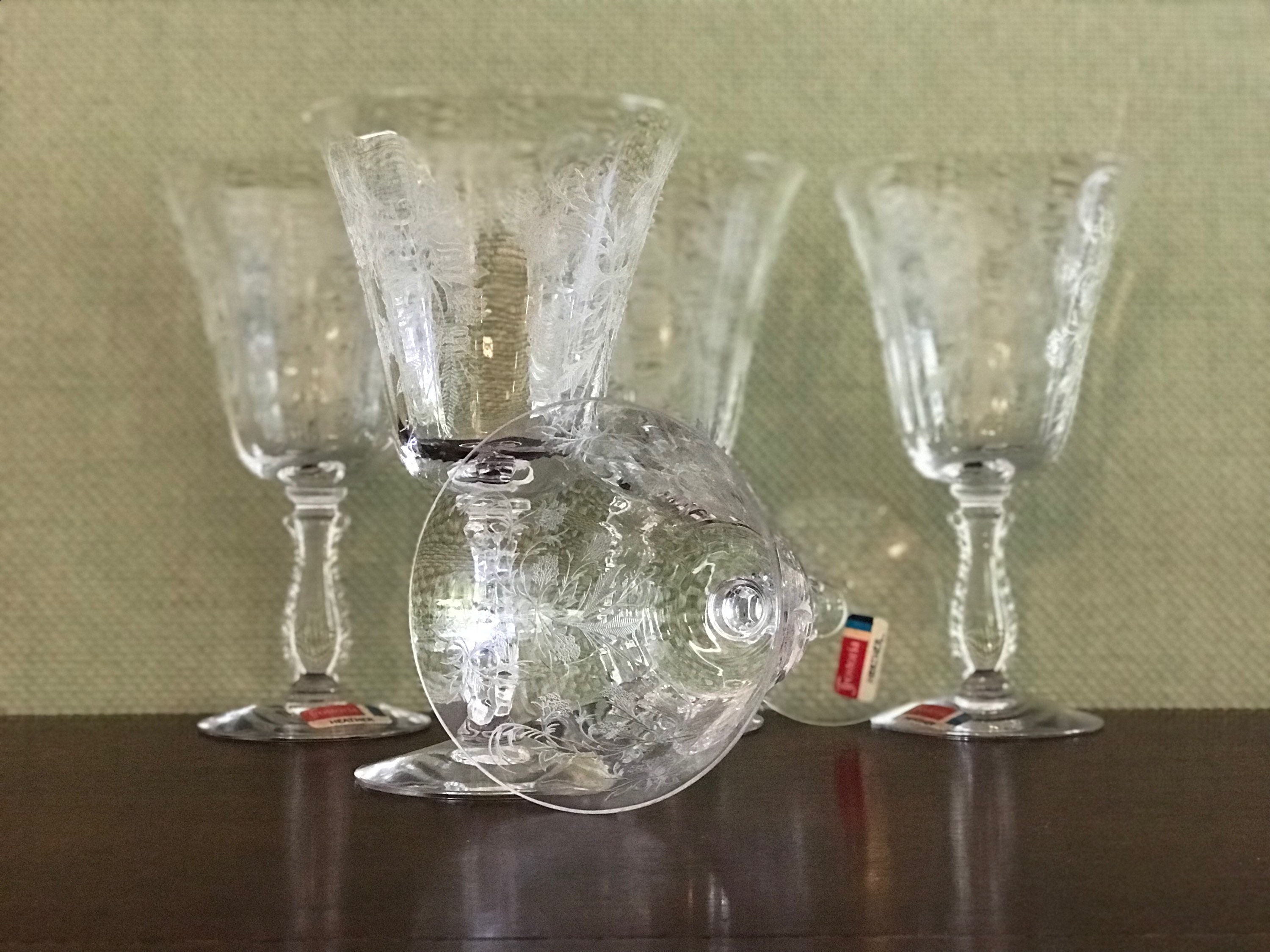 Fostoria Heather Goblets, Glass Low Water Goblets, Crystal Water ...