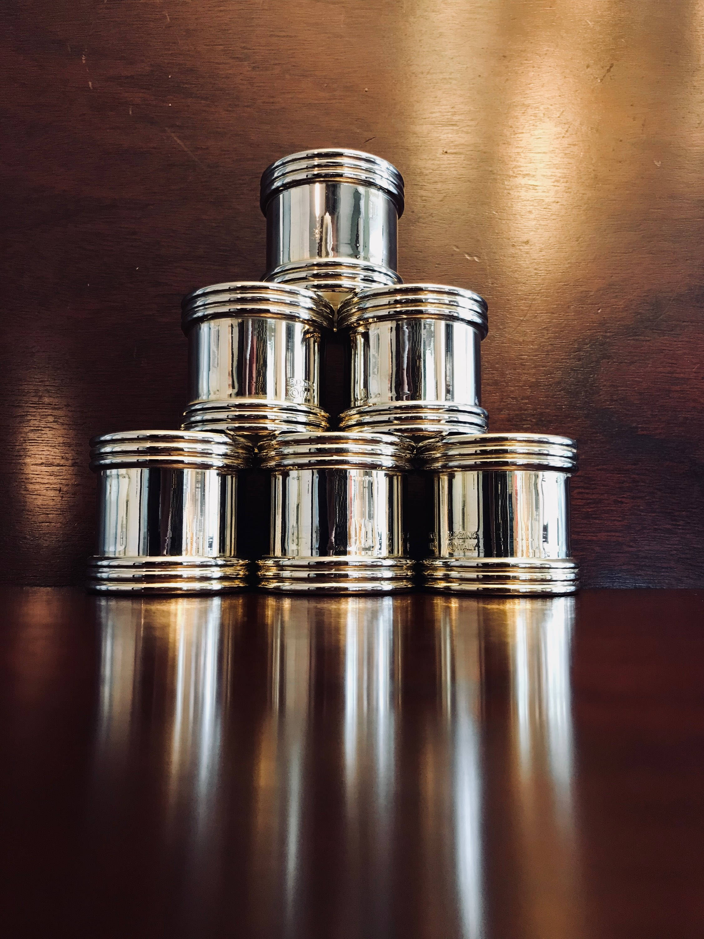 Vintage Silver Napkin Rings, Italian Napkin rings 6 piece set, Extra ...