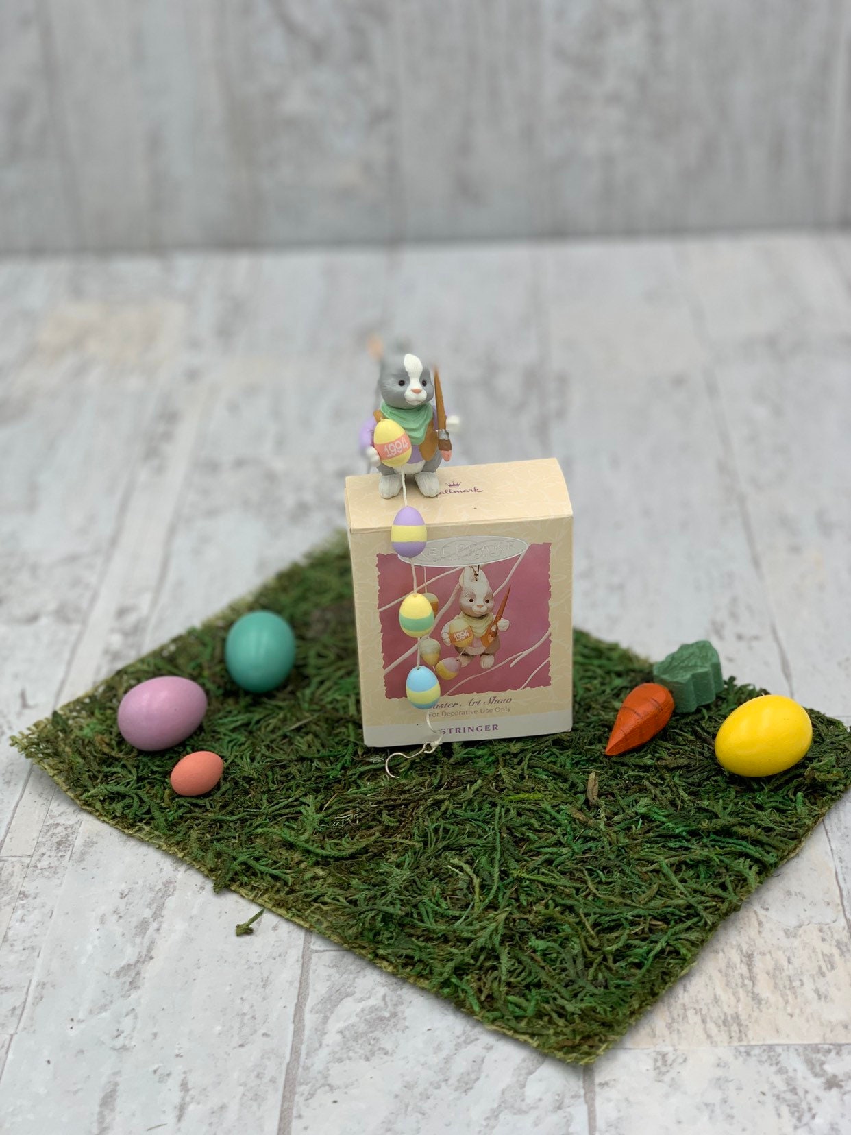 Vintage Easter Art Show Hallmark Ornament, Easter Bunny Painting eggs ...