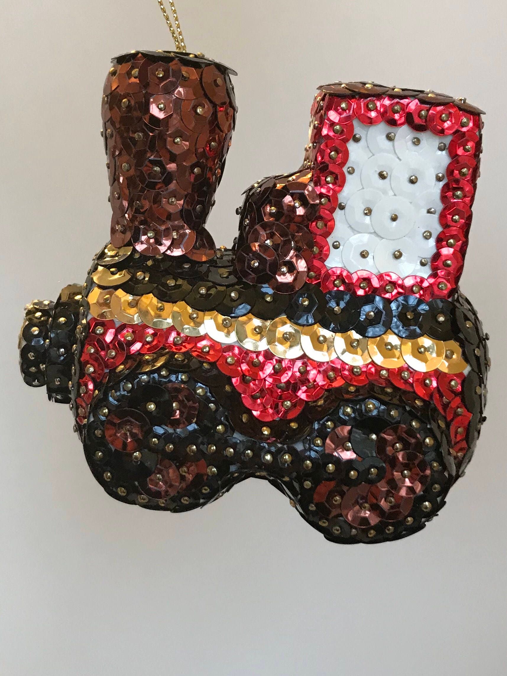 Vintage Train Ornament, sequined train, collectible Train Bauble ...