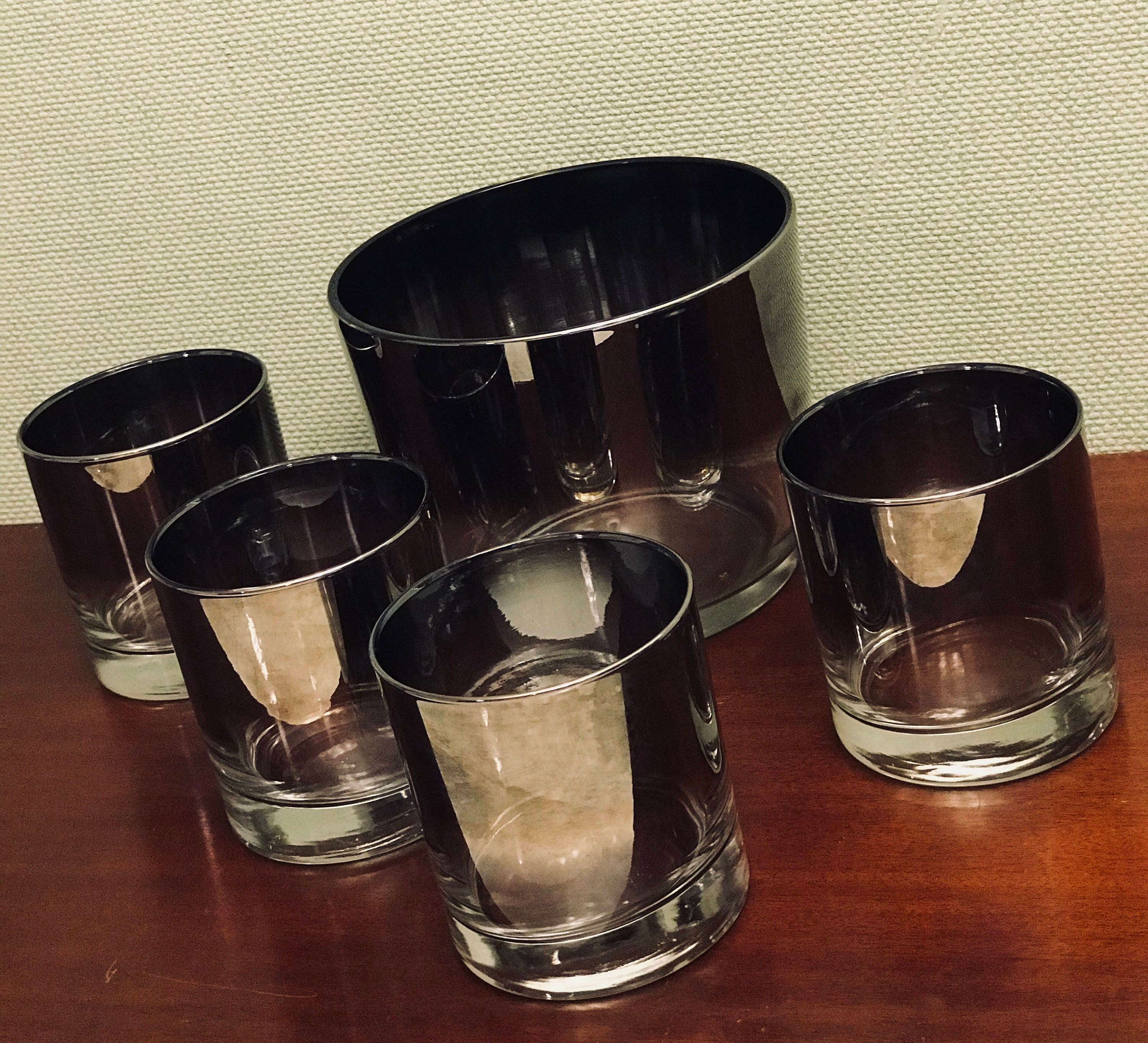 Silver Ombré Ice Bucket and Glass Set, MCM Silver fade style, Dorothy ...