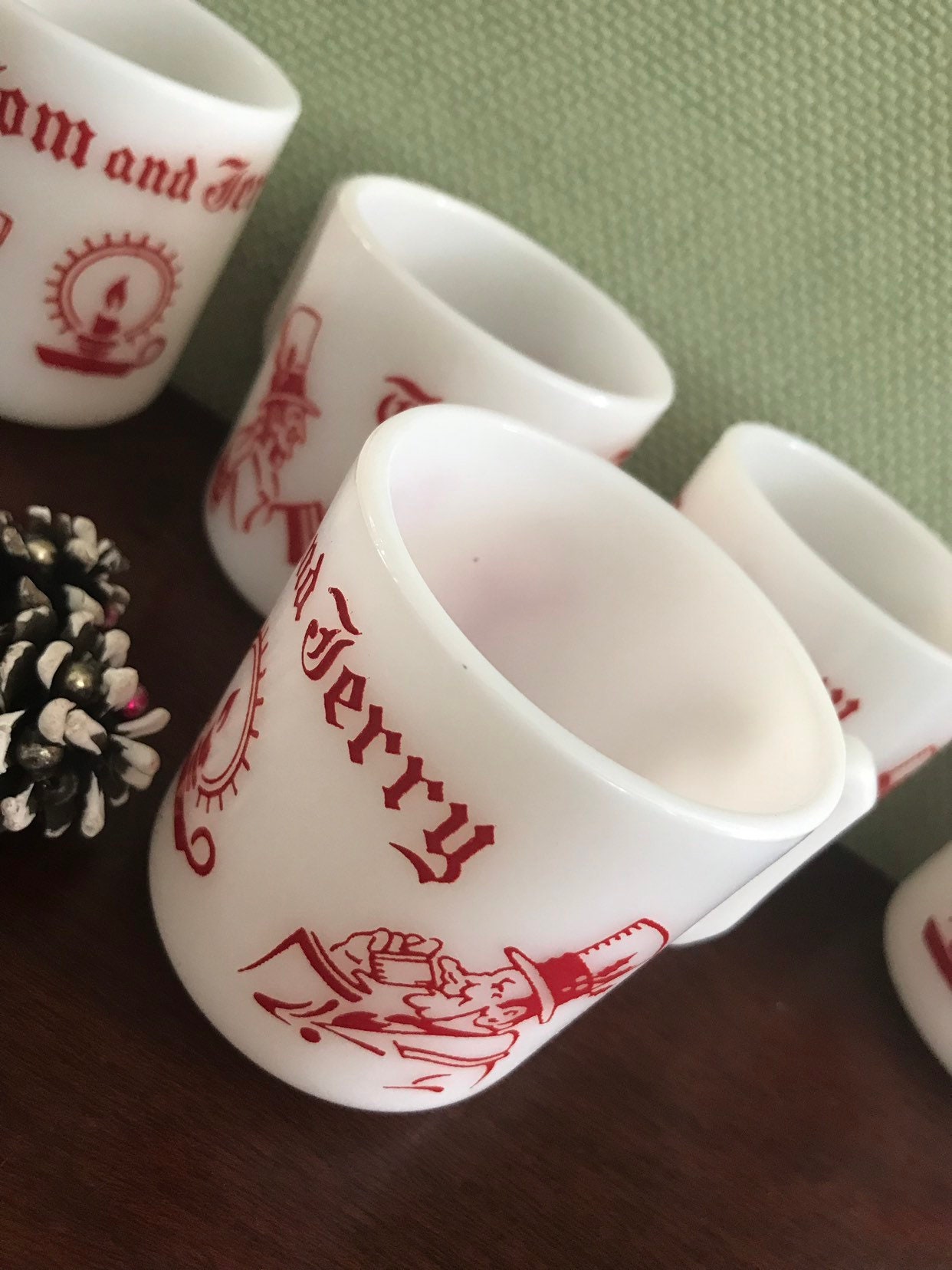 Tom and Jerry mugs, 6 Hazel Atlas replacement punch mugs, victorian ...