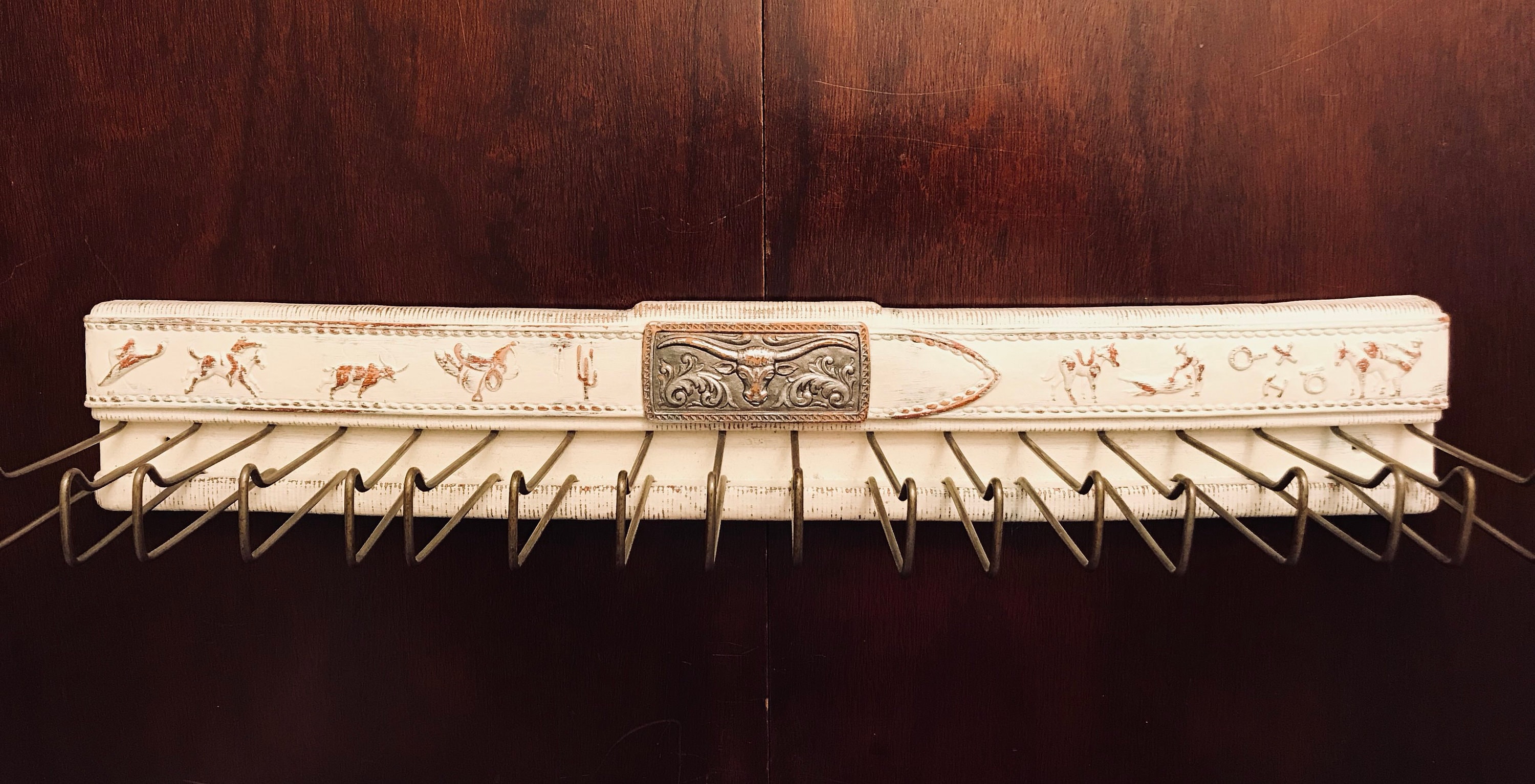 Vintage Syroco Steer Wall Hooks Belt Rack with Hooks Western decor Tie ...