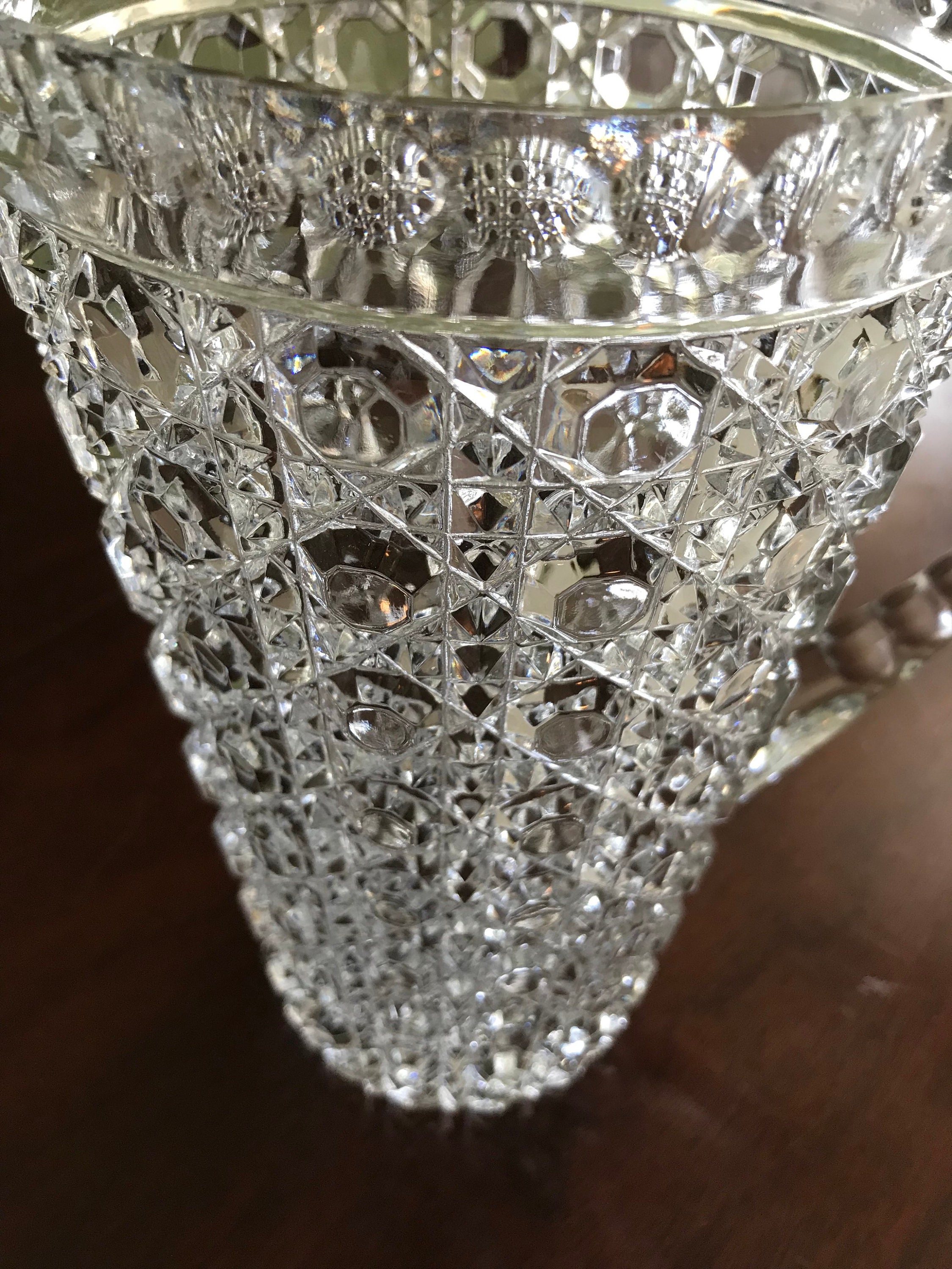 American Cut Crystal Pitcher, Vintage Criss Cross and Cane pattern ...