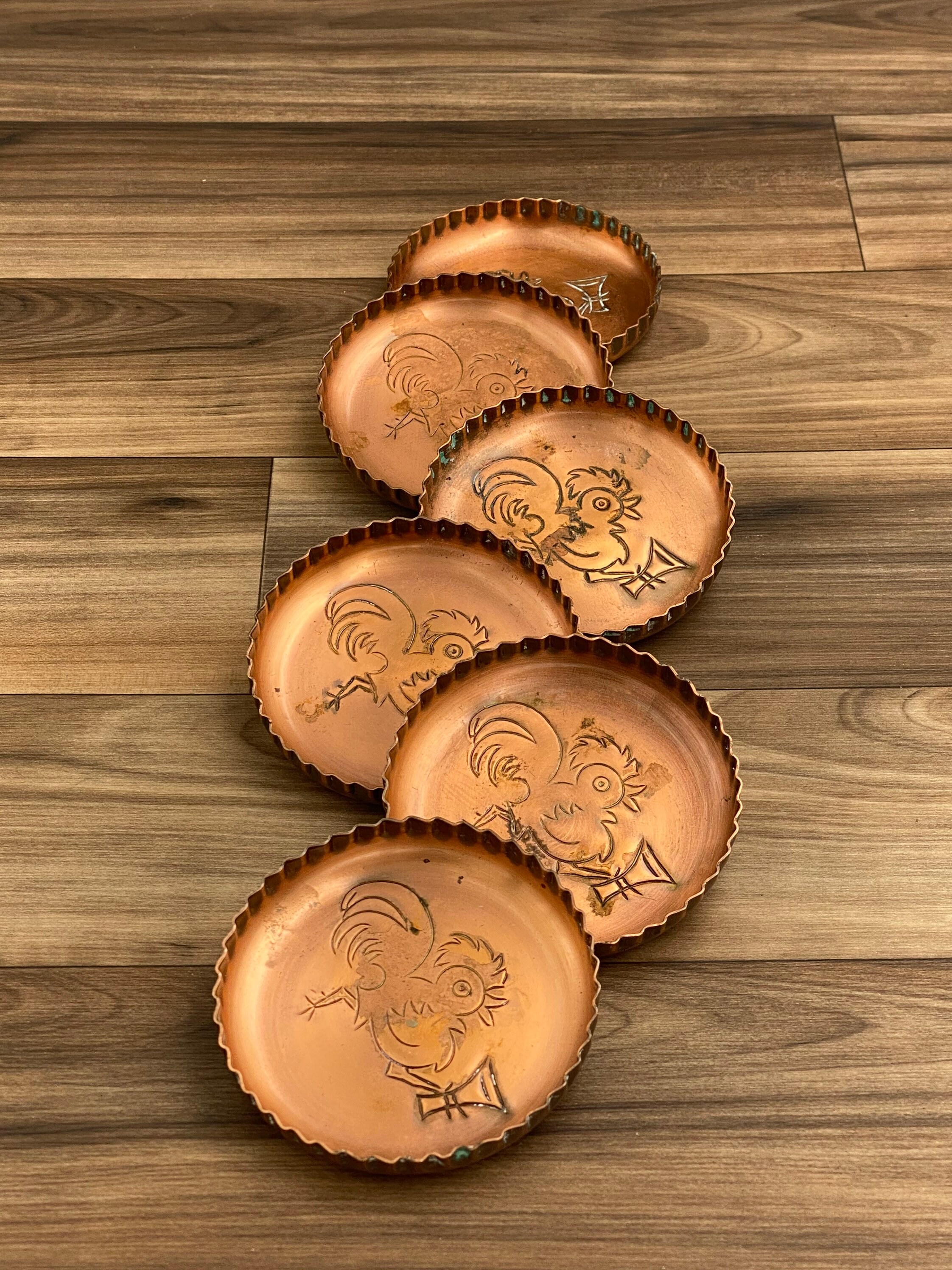 Copper Rooster Coasters set of Six, office decor, Rustic Home Decor ...