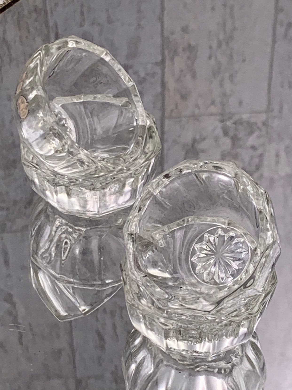 Vintage glass Salt cellars, set of 4 Open salt cellars, pressed glass ...