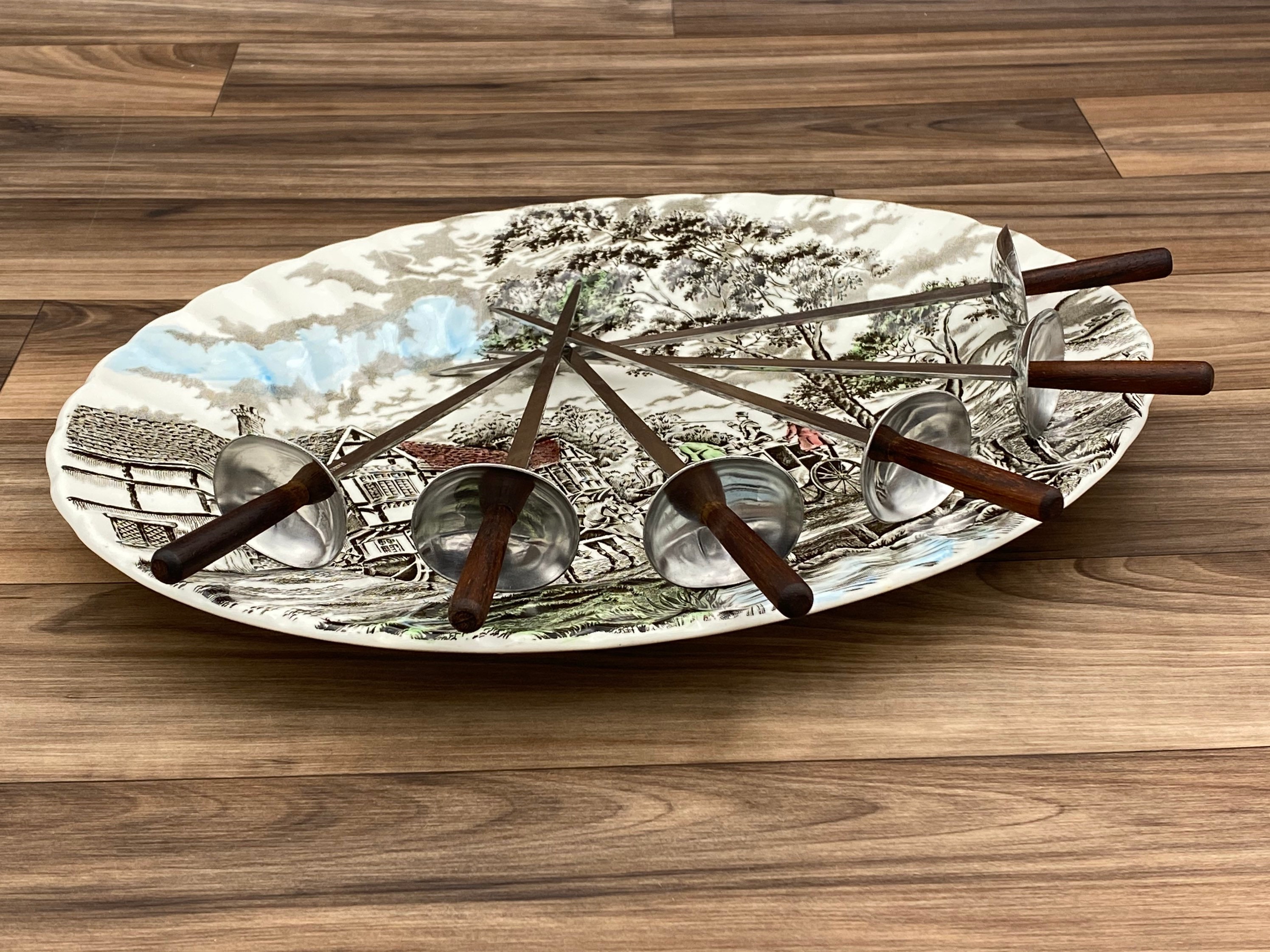 Vintage Sword Shish Kabob Skewers, Appetizer picks, Unique Cutlery set