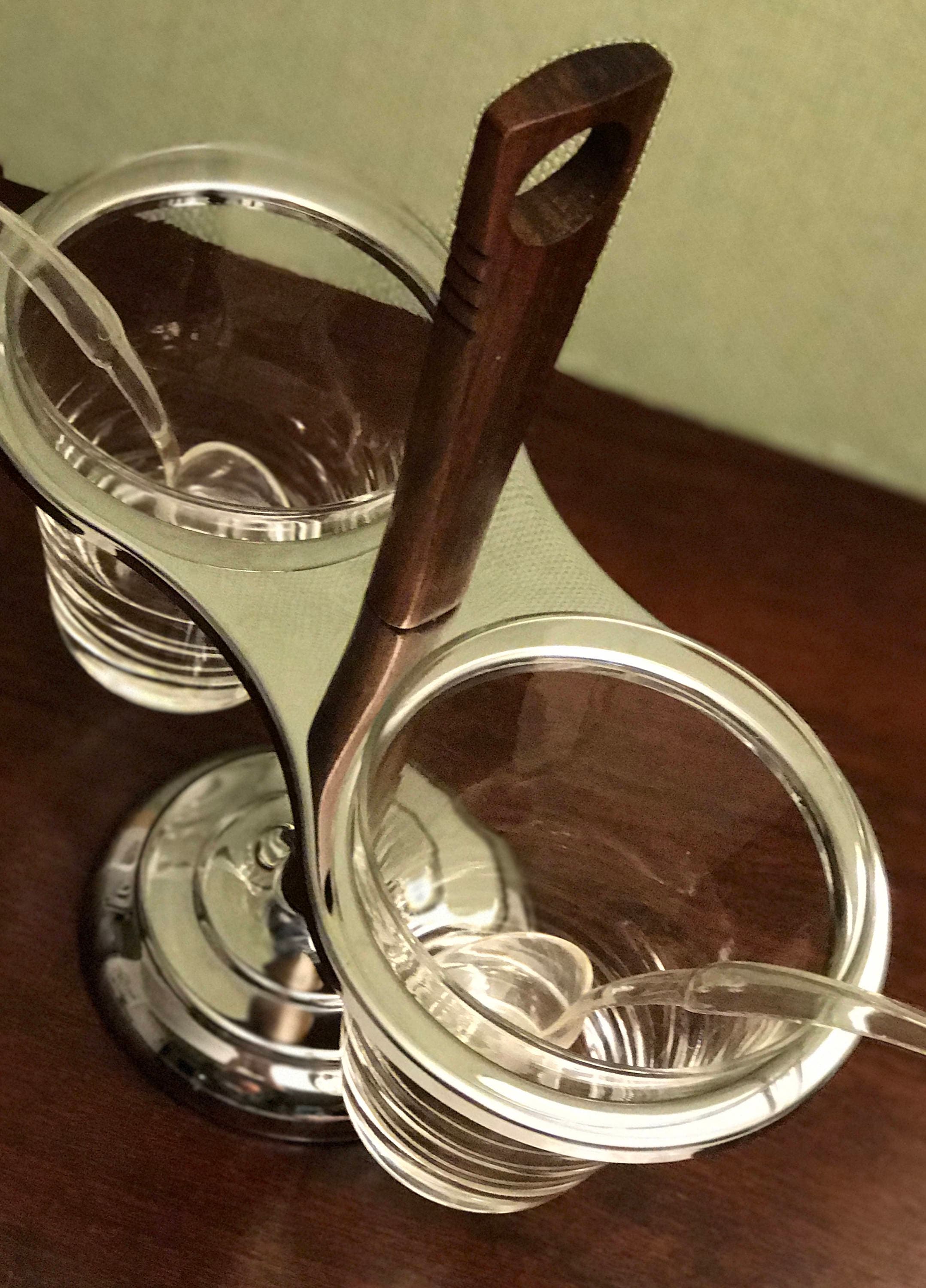 Condiment Set Danish Modern, Lazy Susan Condiment set, Wood Chrome ...