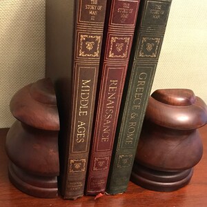 Vintage Wood Bookends Finial Bookends Dark Wood Bookends - Etsy