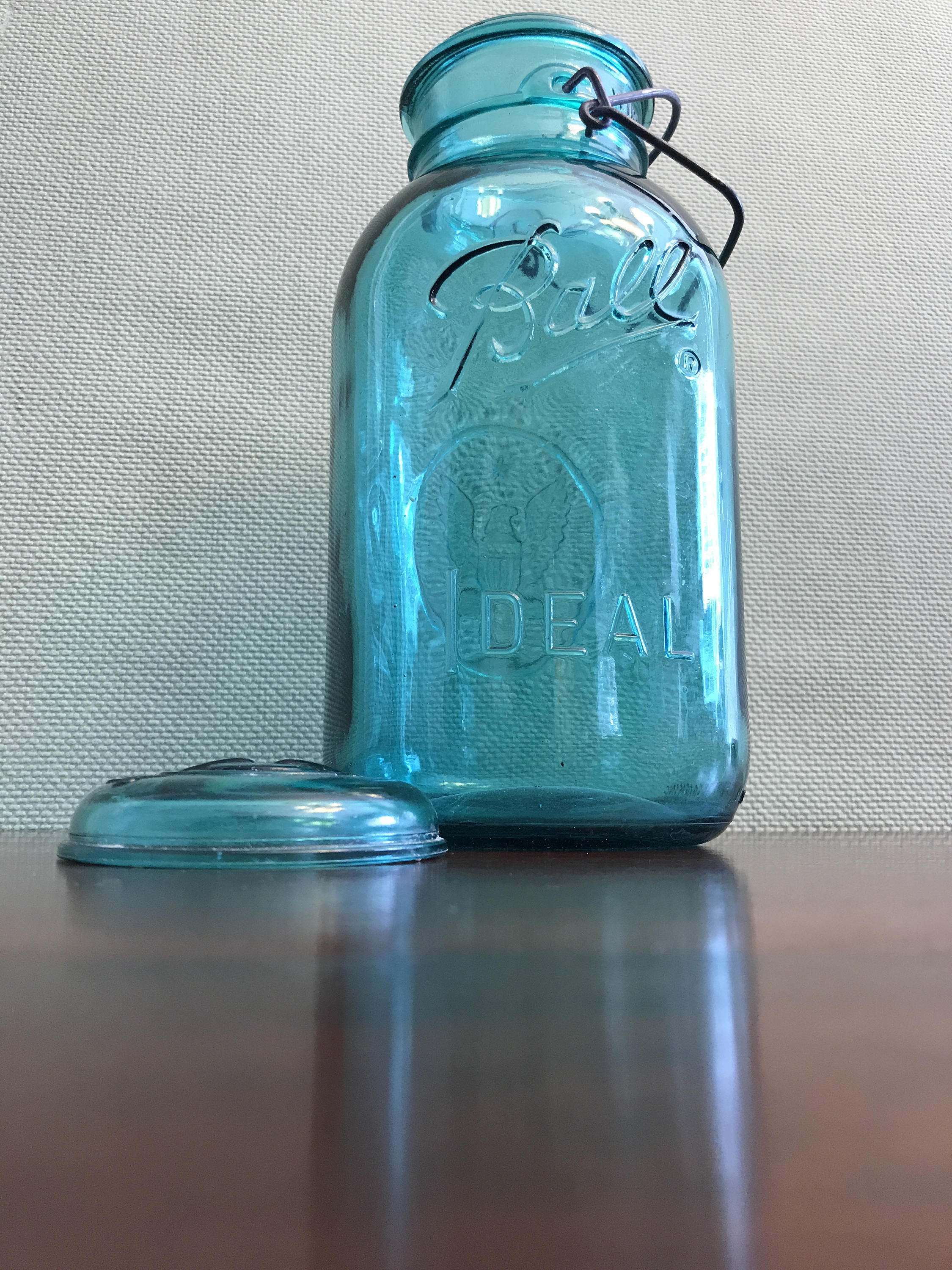Blue Ball Jar, Vintage Ball Ideal Storage Jar, Turquoise Mason Jar ...