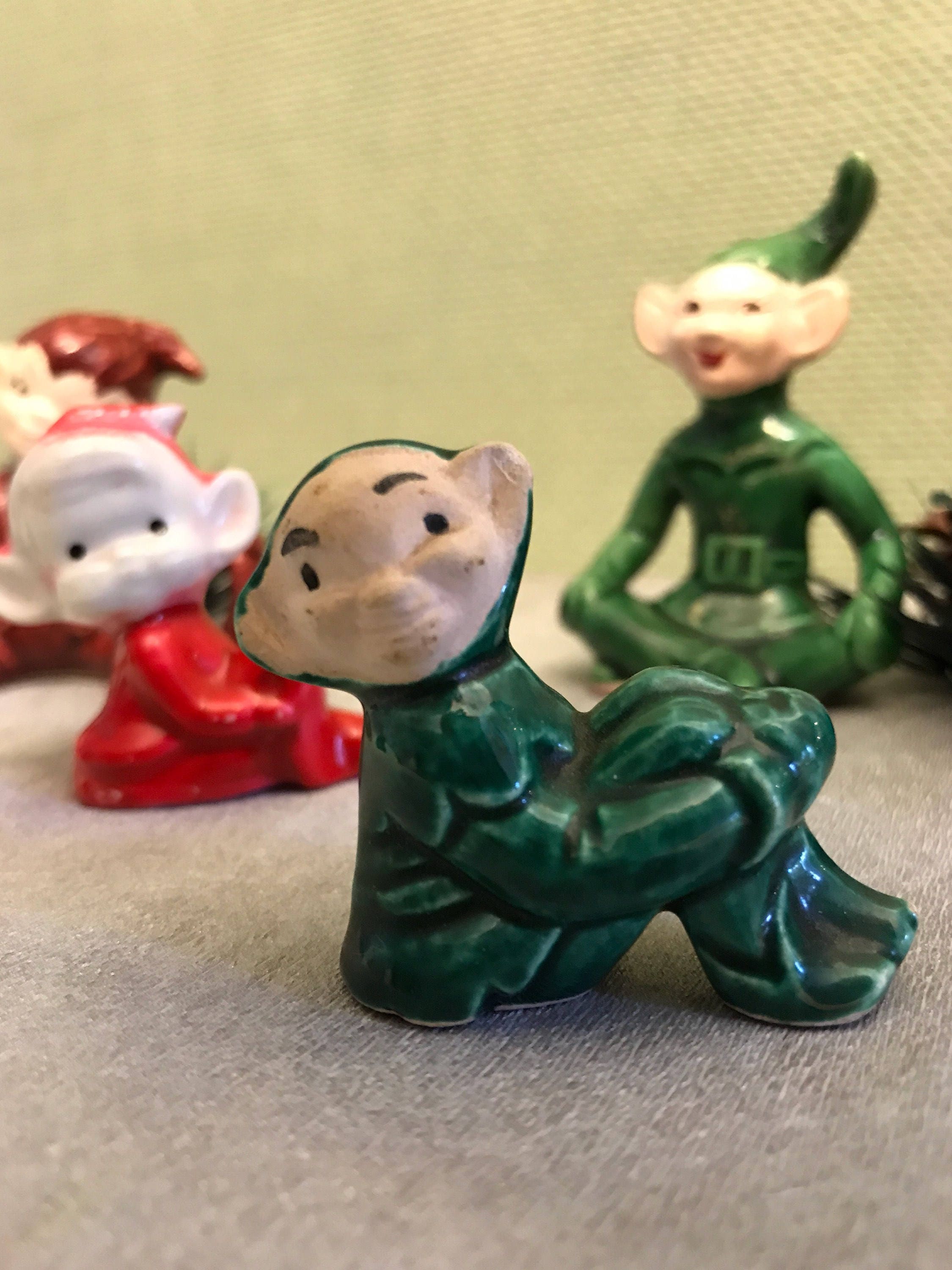Vintage Pixie Elves, Christmas Elves, set of 5 Pixie Elves, Shelf Elf ...