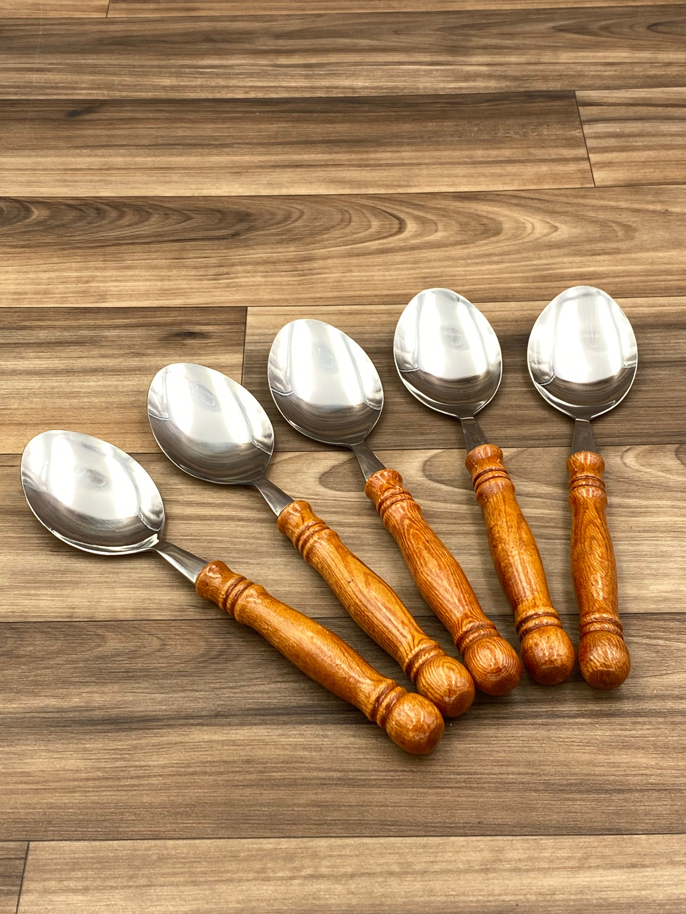 Vintage Wood Handled Flatware set, service for 8, Colonial Style ...