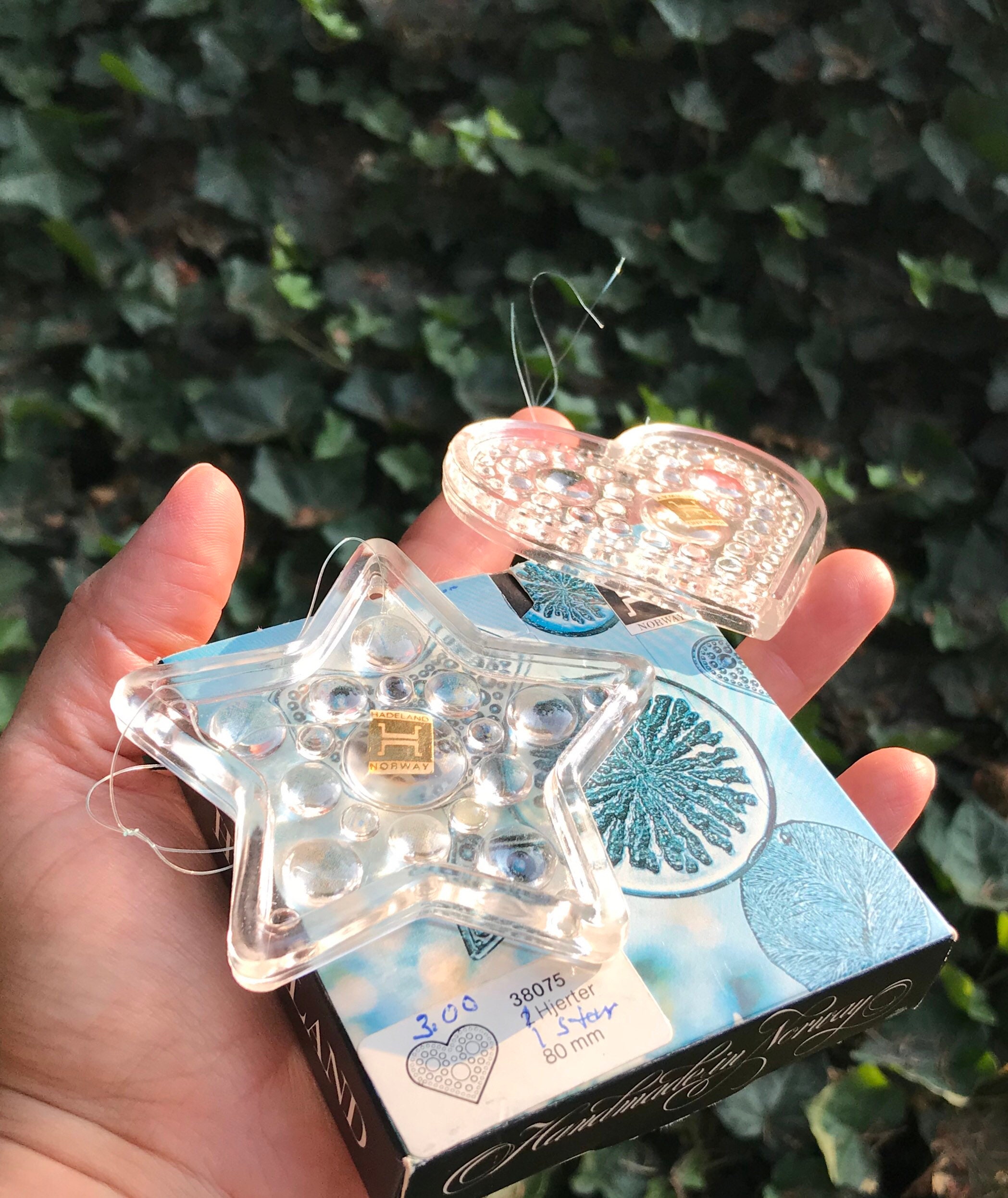 Vintage Hadeland Crystal Ornaments, Made in Norway, Heart And Star ...