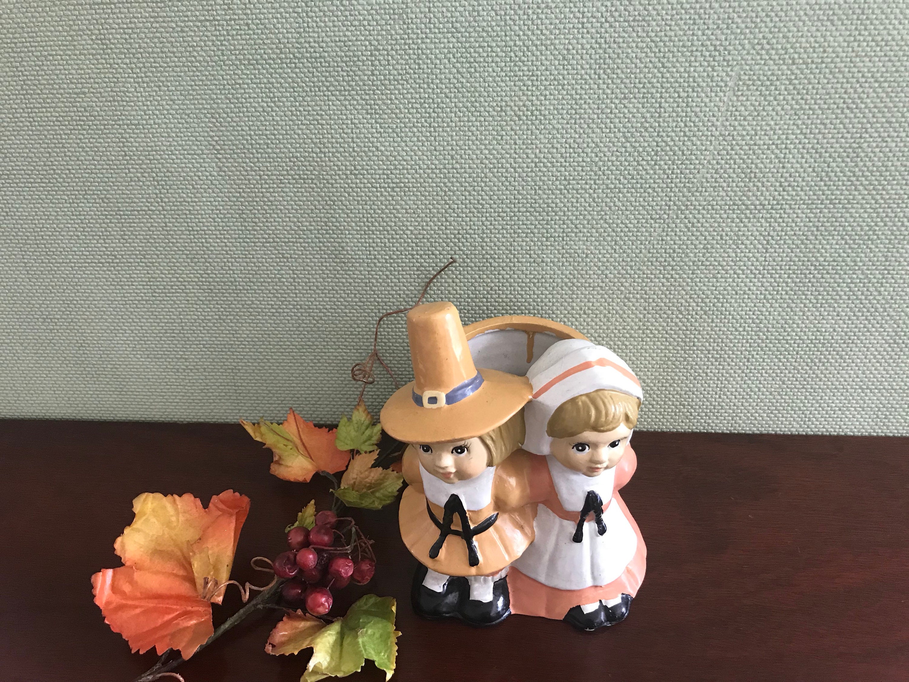 Vintage Pilgrim Planter Handpainted Ceramic Thanksgiving Pilgrim ...