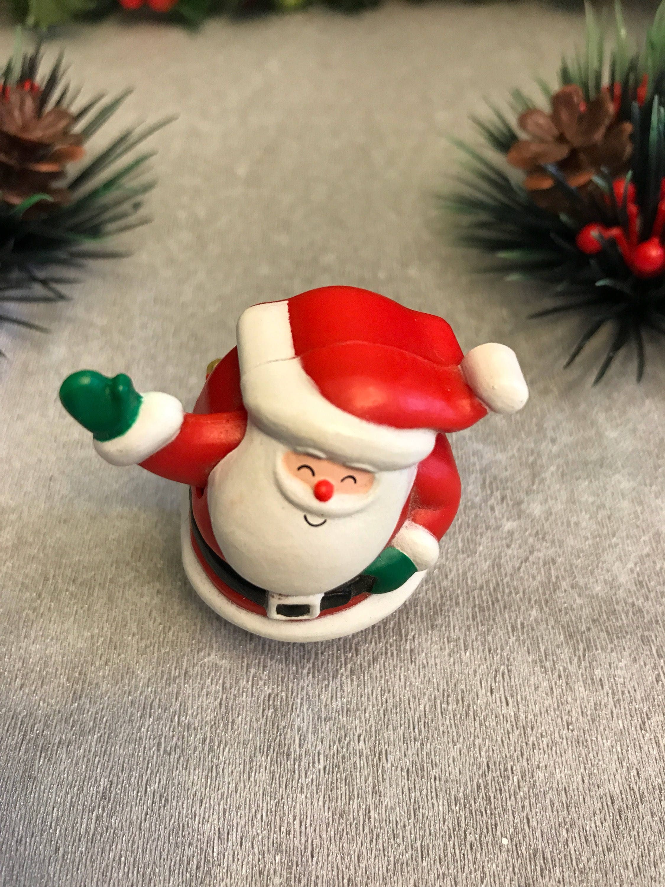 Vintage Waving Santa pin, red wind up Santa Brooch, mini Santa lapel ...