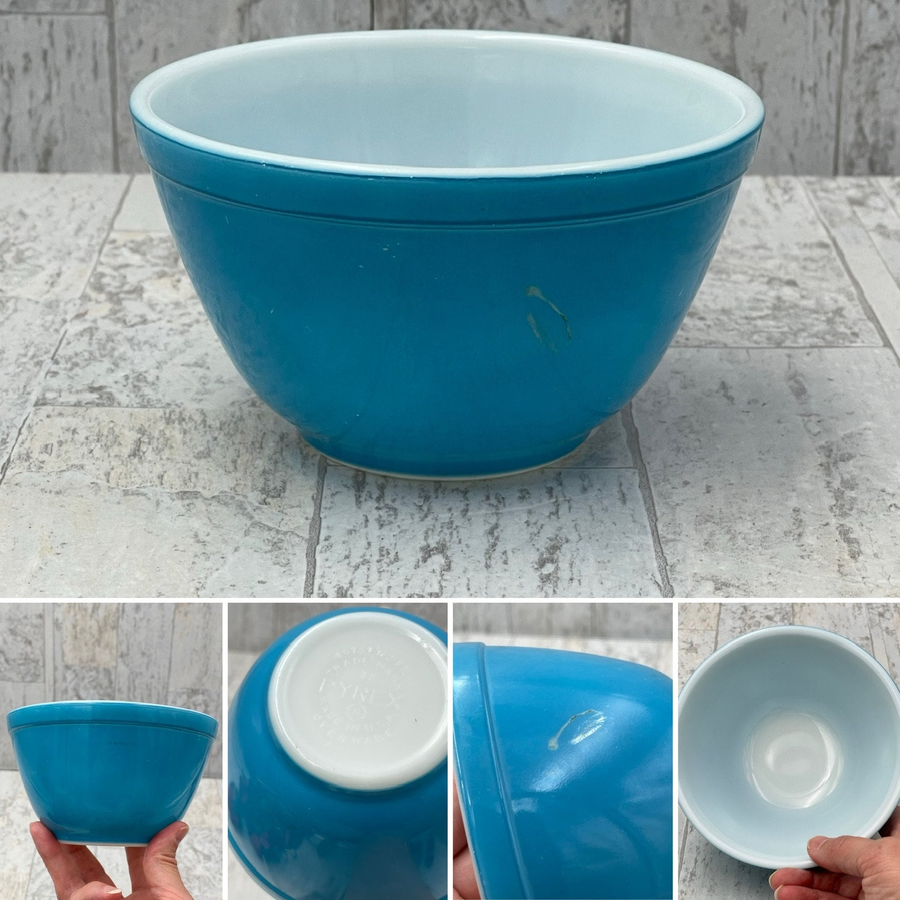 Vintage Pyrex Mixing Bowl, Primary color blue Collectible, 1940s Pyrex ... Vintage Pyrex Mixing Bowl, Primary color blue Collectible, 1940s Pyrex ...