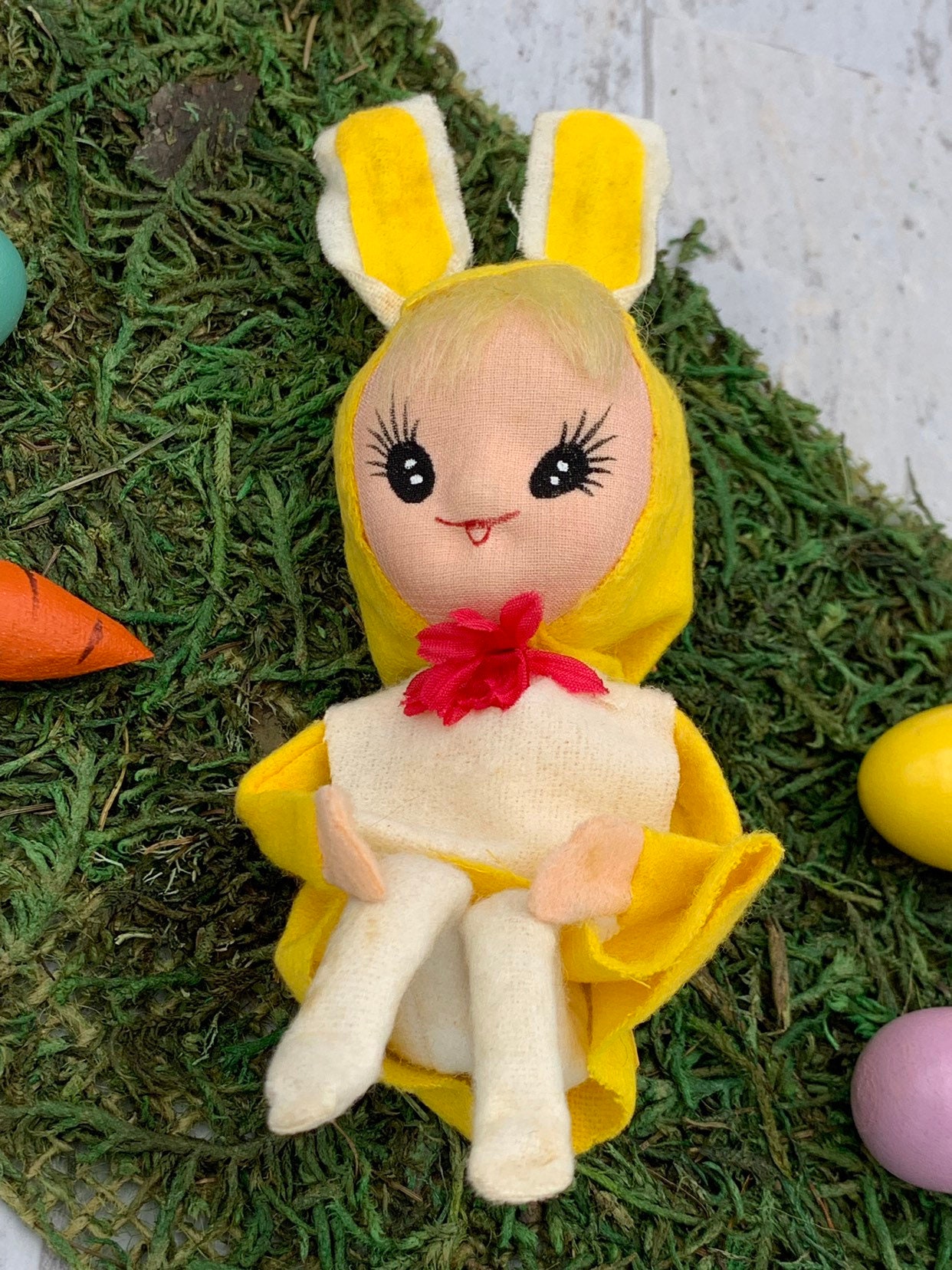 Vintage Pixie Bunny Elf, Stockinette face Bunny, Felt Knee hugger elf ...