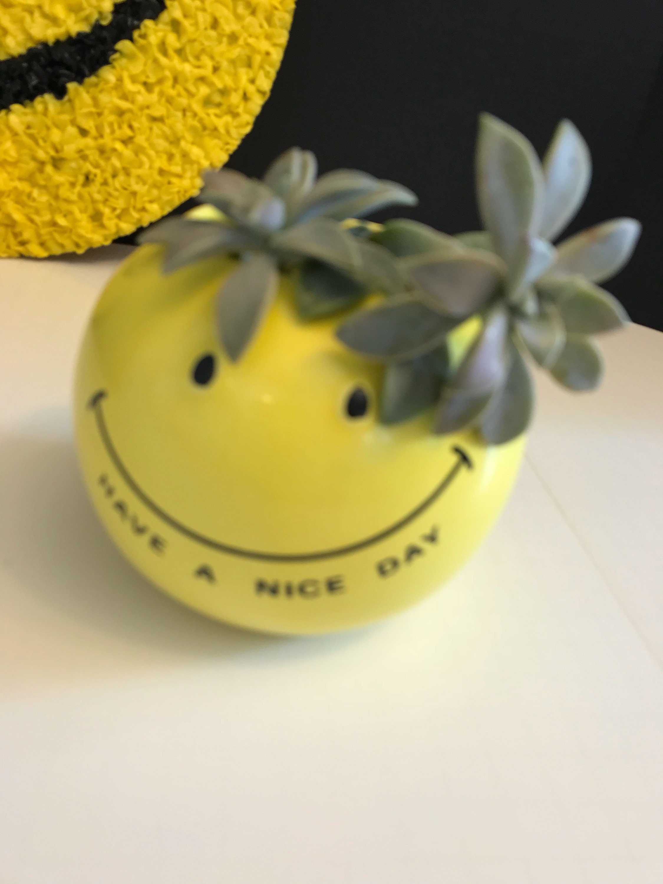 Smiley Face planter, Have a nice Day Vintage pottery Planter, Ceramic ...
