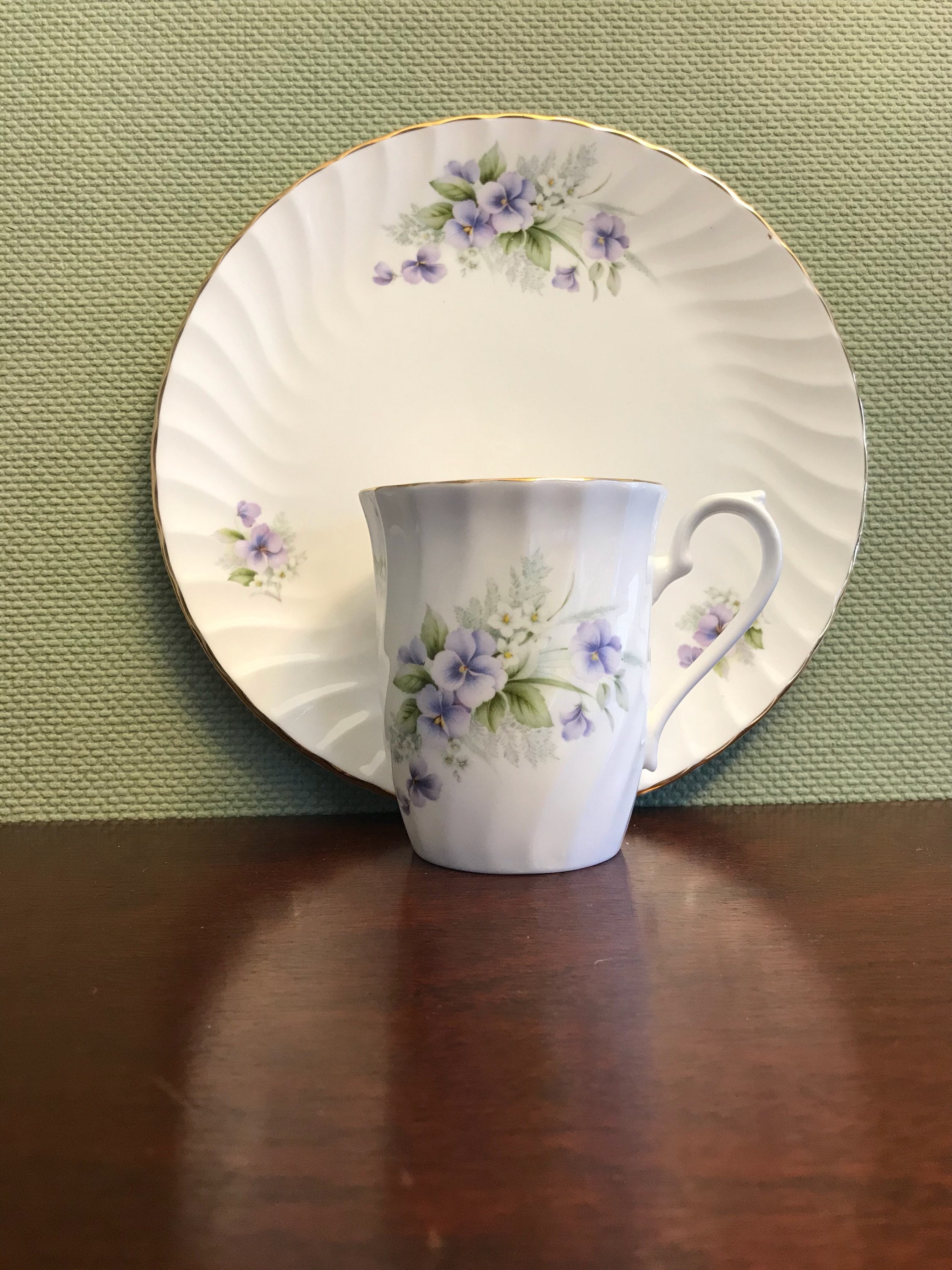 Vintage Tea cup Set, Royal Sutherland China violets Tea Set gift for her