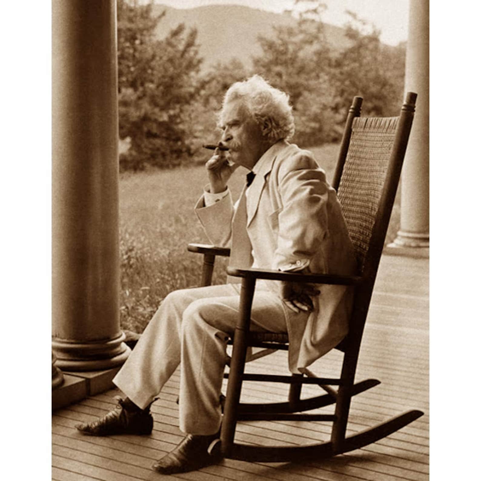 Mark Twain on Porch With Cigar Quality Reprint of a Vintage Photo - Etsy