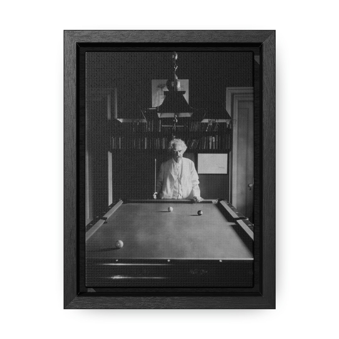 Mark Twain Plays Billiards Framed Canvas Print of a Vintage Photo ...