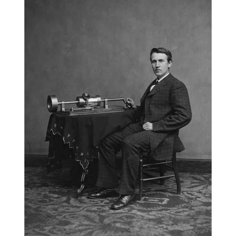 Thomas Edison With His Phonograph - Quality Reprint of a Vintage Photo ...