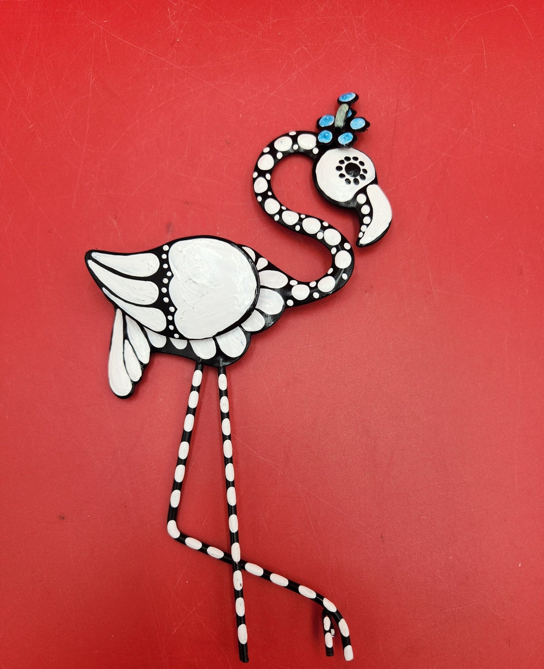 Flamingo Wall Hanger Day of the Dead Dia De Los Muertos Skeleton Art ...