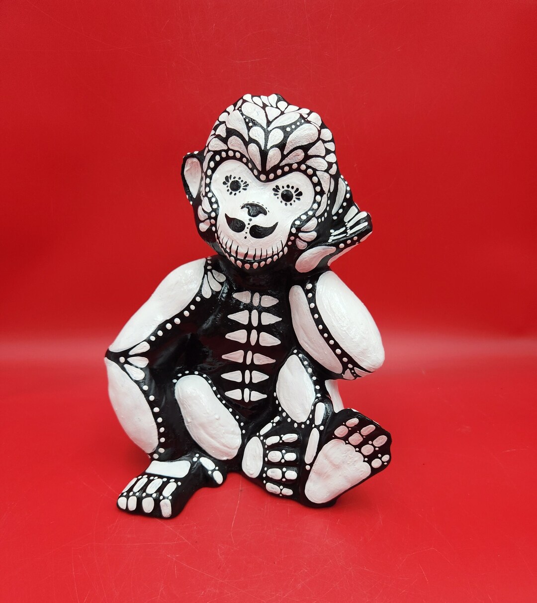 Monkey Day of the Dead Monkey Dia De Los Muertos Skeleton Art One of A ...