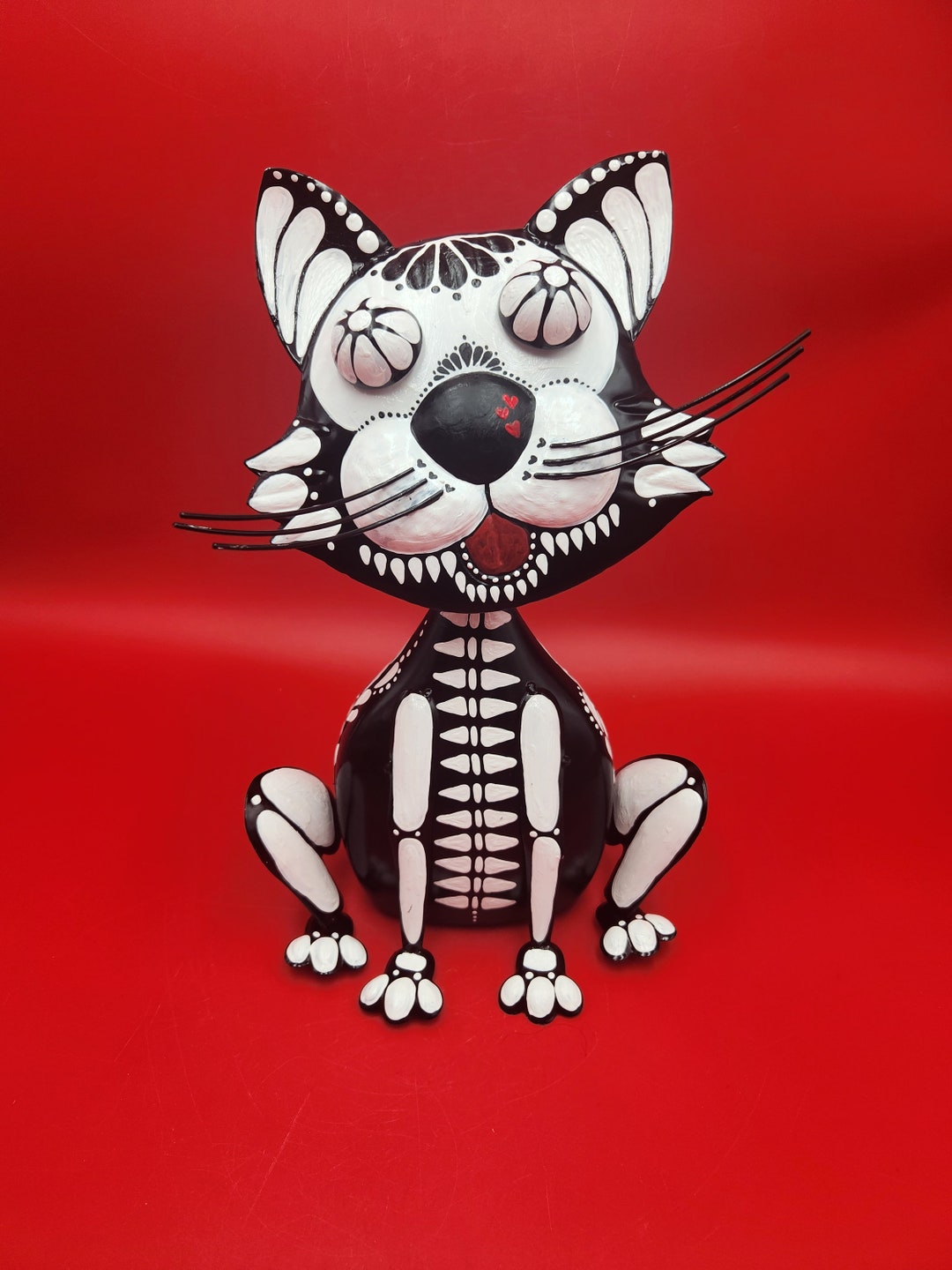 Cat Bobble Head Day of the Dead Kitten Dia De Los Muertos Skeleton Art ...