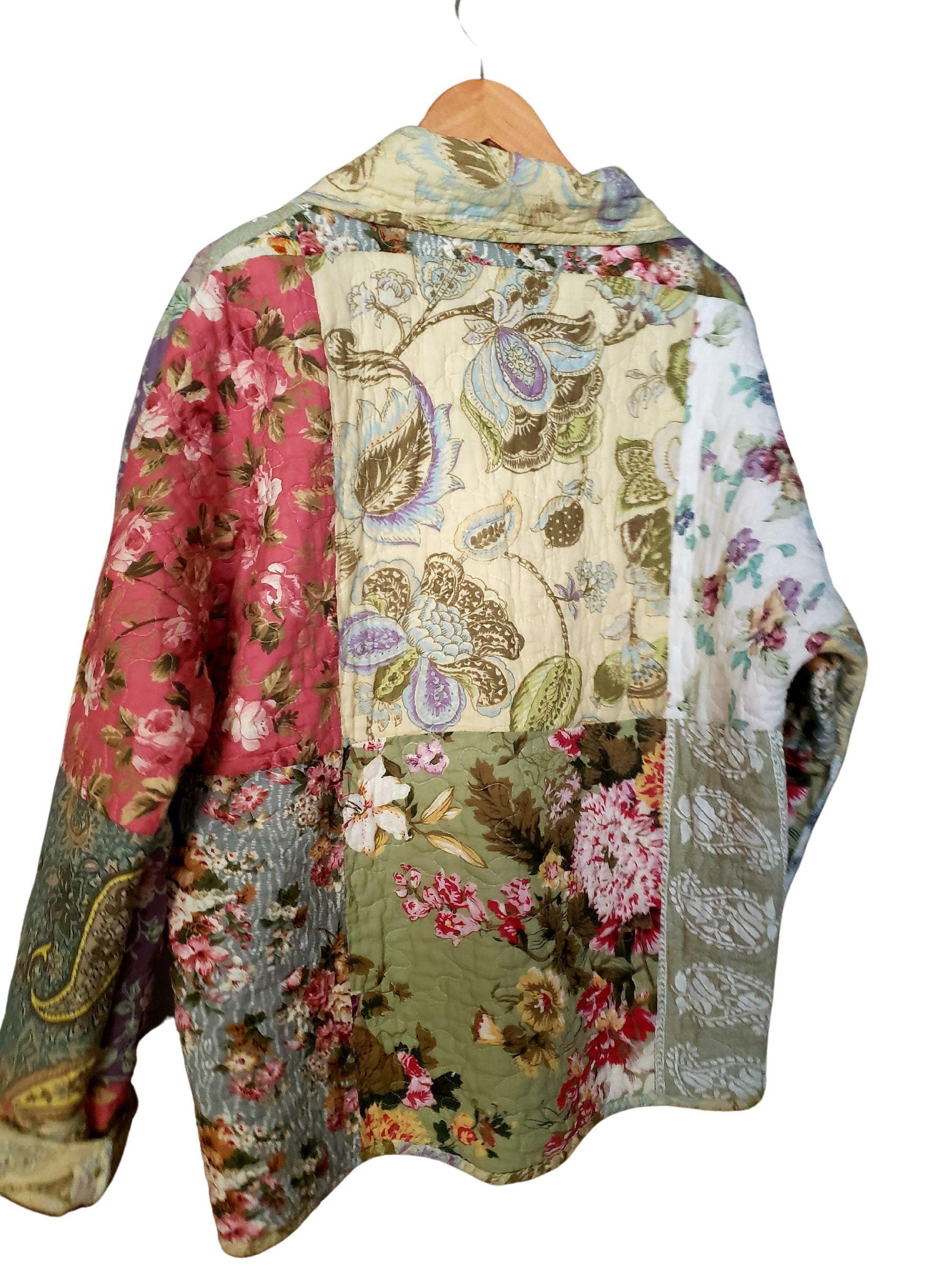 Quilt Coat Jacket Yellow Cream Toile Patch Floral Fits Most - Etsy
